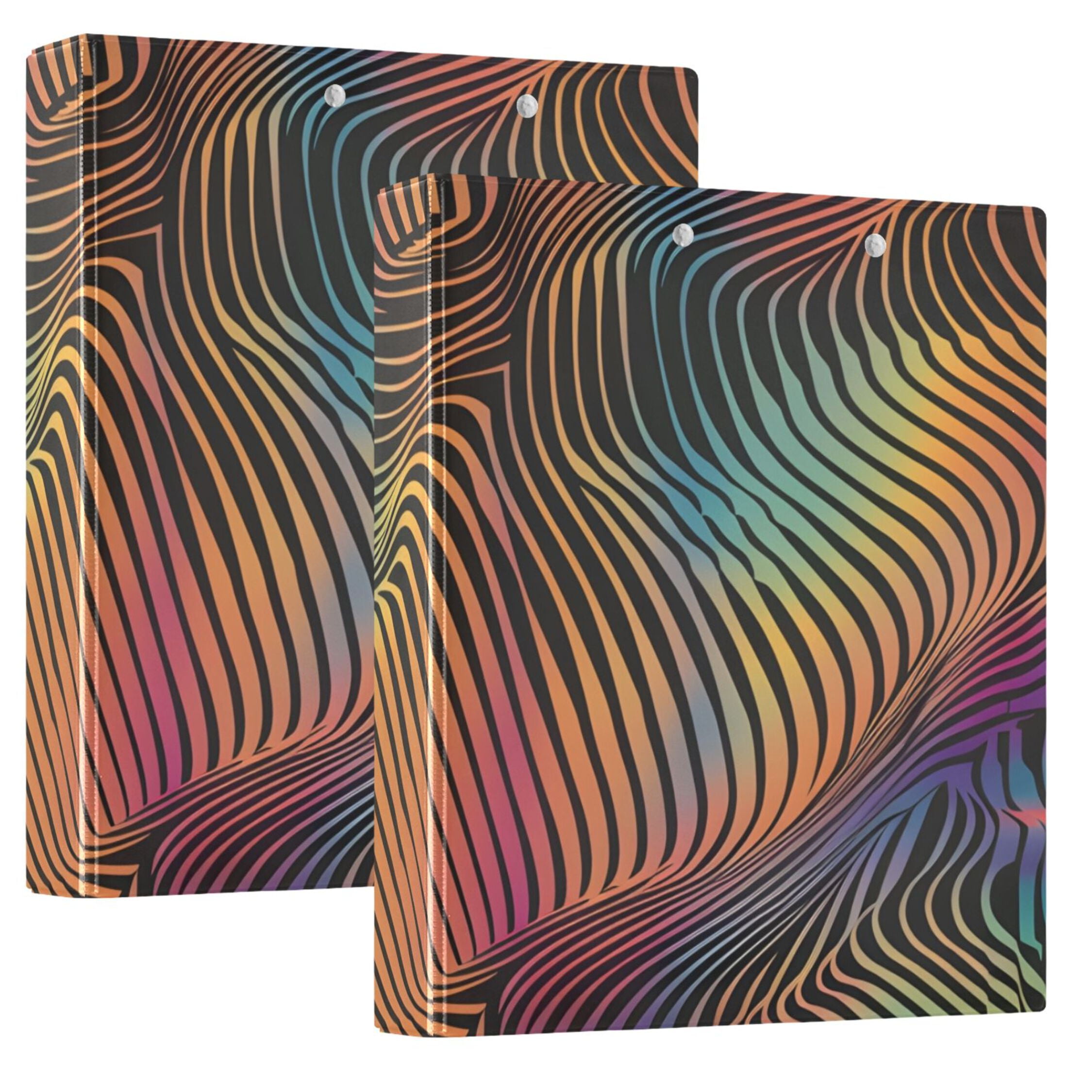Colorful Curve Lines 3 Ring Hardcover Binders 1.5" Round Rings for ...