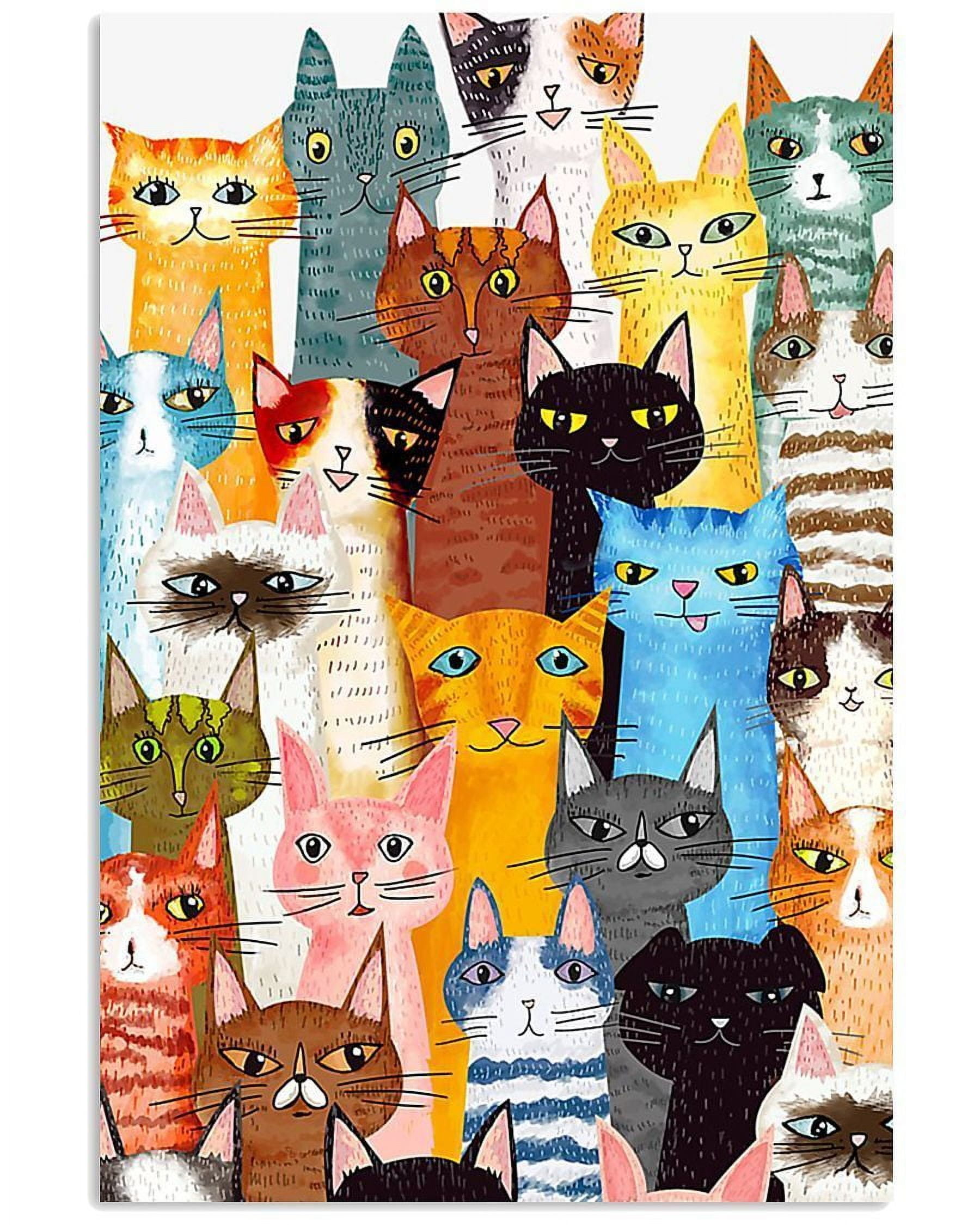 Colorful Cute Cats Trending For Cat Lovers Vertical Poster 24 x 36 Inch ...