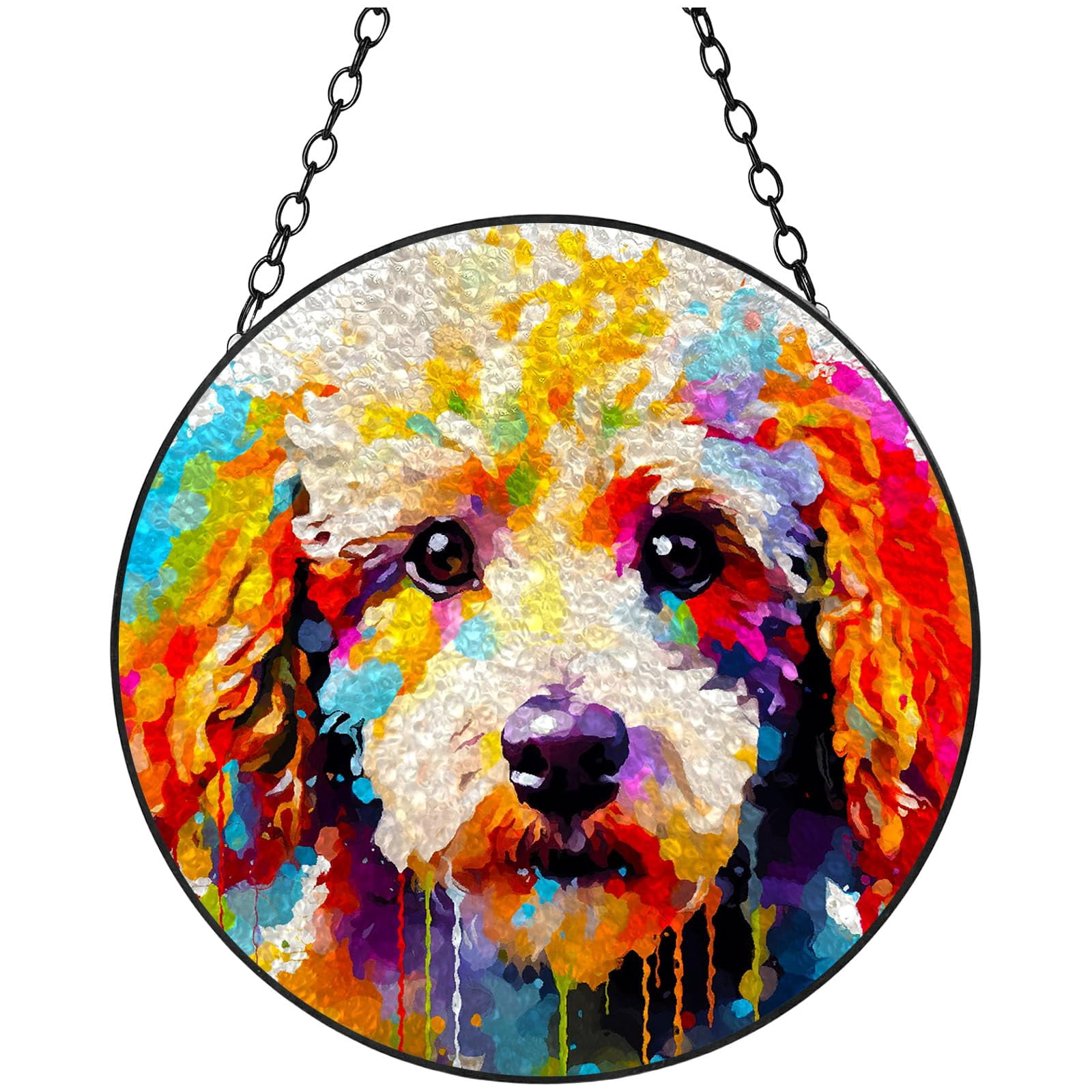 Colorful Cute Dog Poodle Stained Glass Suncatcher Handmade Window ...