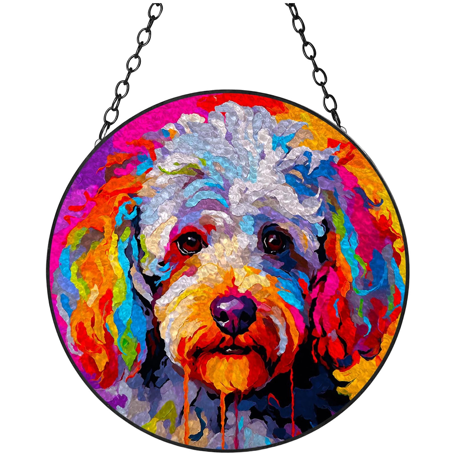 Colorful Cute Dog Poodle Stained Glass Suncatcher Handmade Window ...