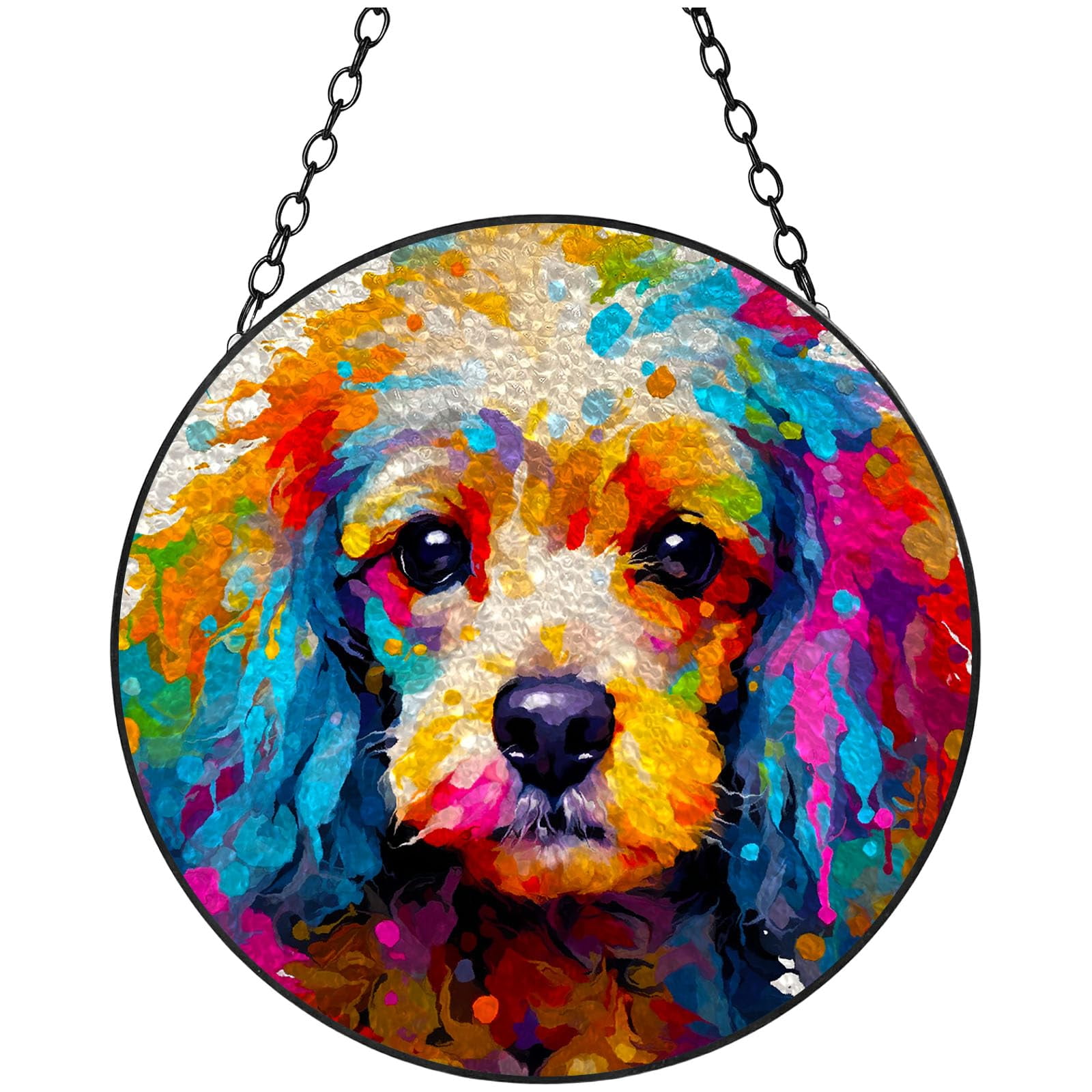 Colorful Cute Dog Poodle Stained Glass Suncatcher Handmade Window ...