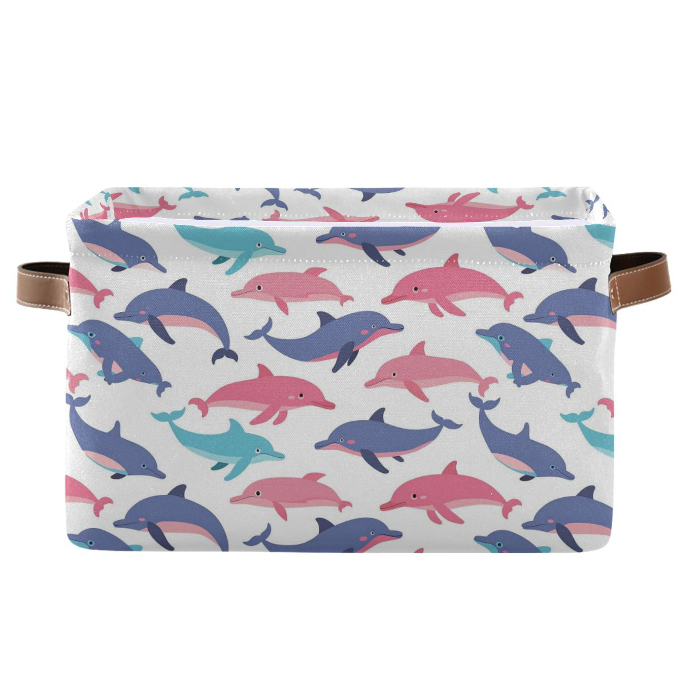 Colorful Cute Dolphin Storage Bins with Handle Fabric Organizer Basket ...
