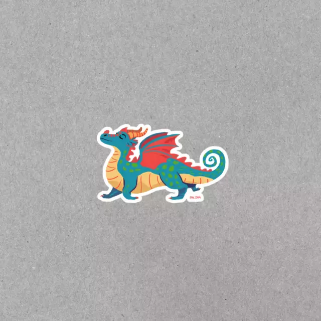 Colorful Cute Dragon Sticker - Mythical Creature Fantasy Art Decalphone ...