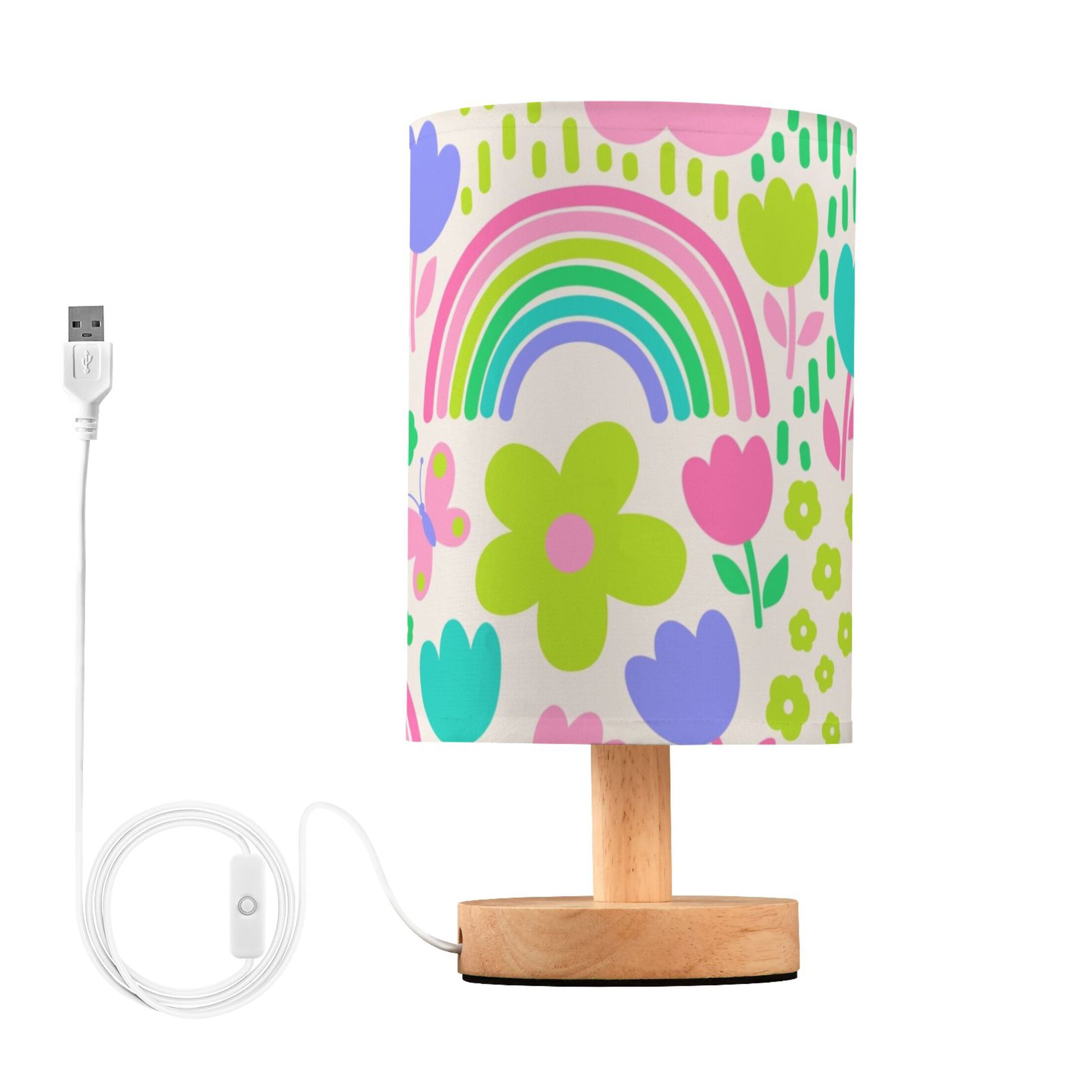 Colorful Cute Floral Rainbow and Cloud Bedside Table Lamp LED Warm ...