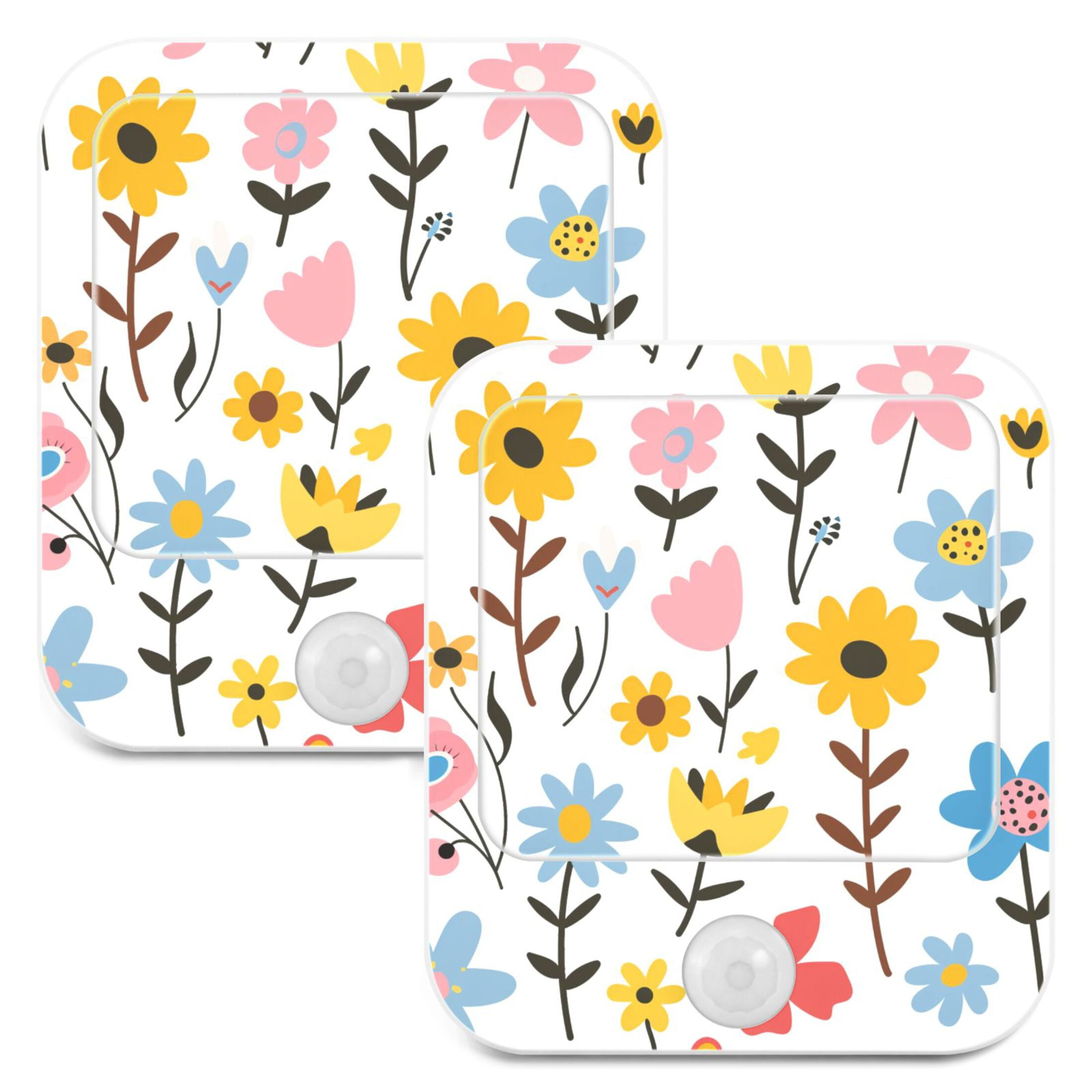 Colorful Cute Flowers 2 Pack LED Motion Sensor Night Light Plug into ...