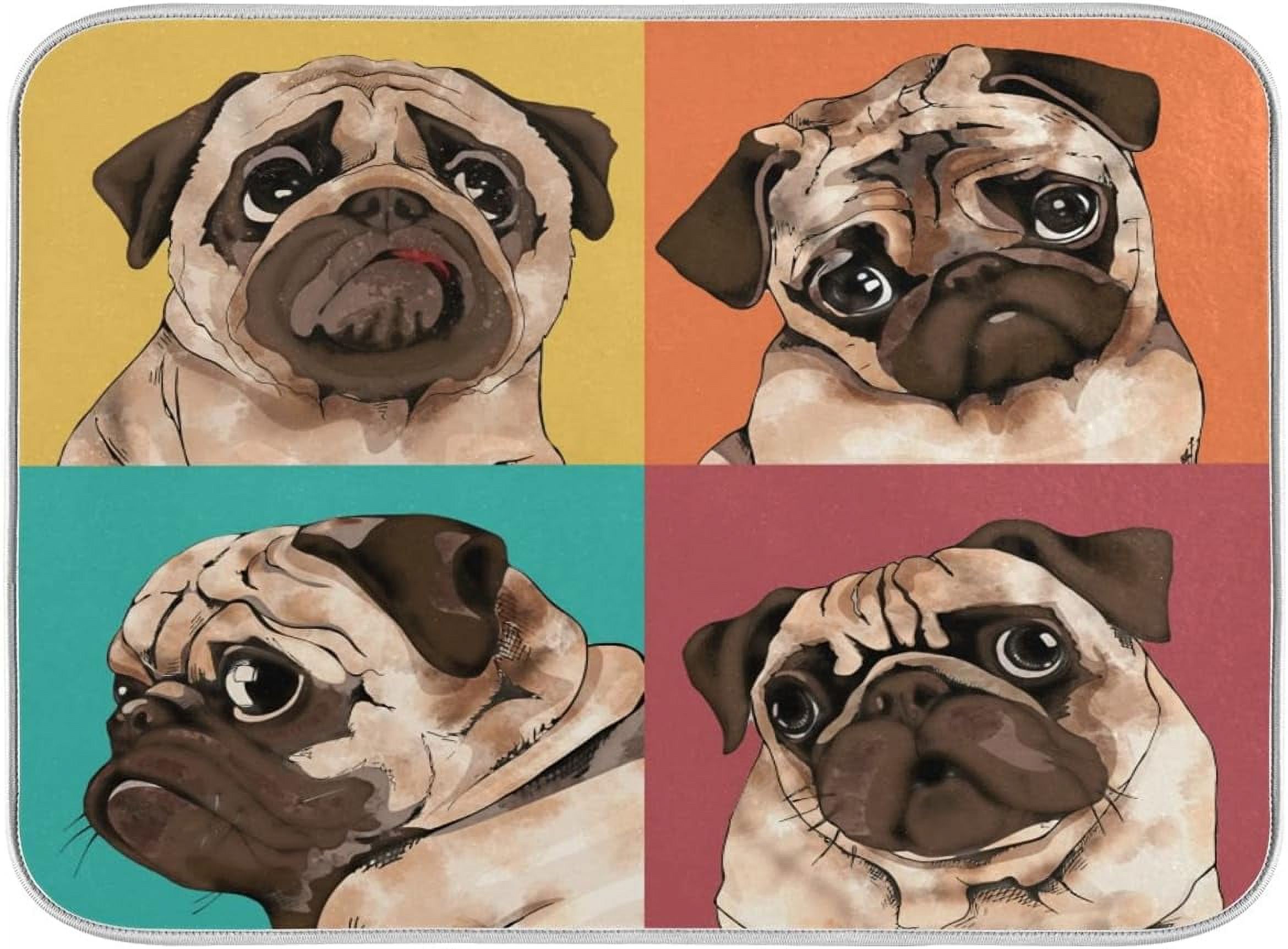 Colorful Cute French Bulldog Dish Drying Mat Countertop 18x24 inch ...