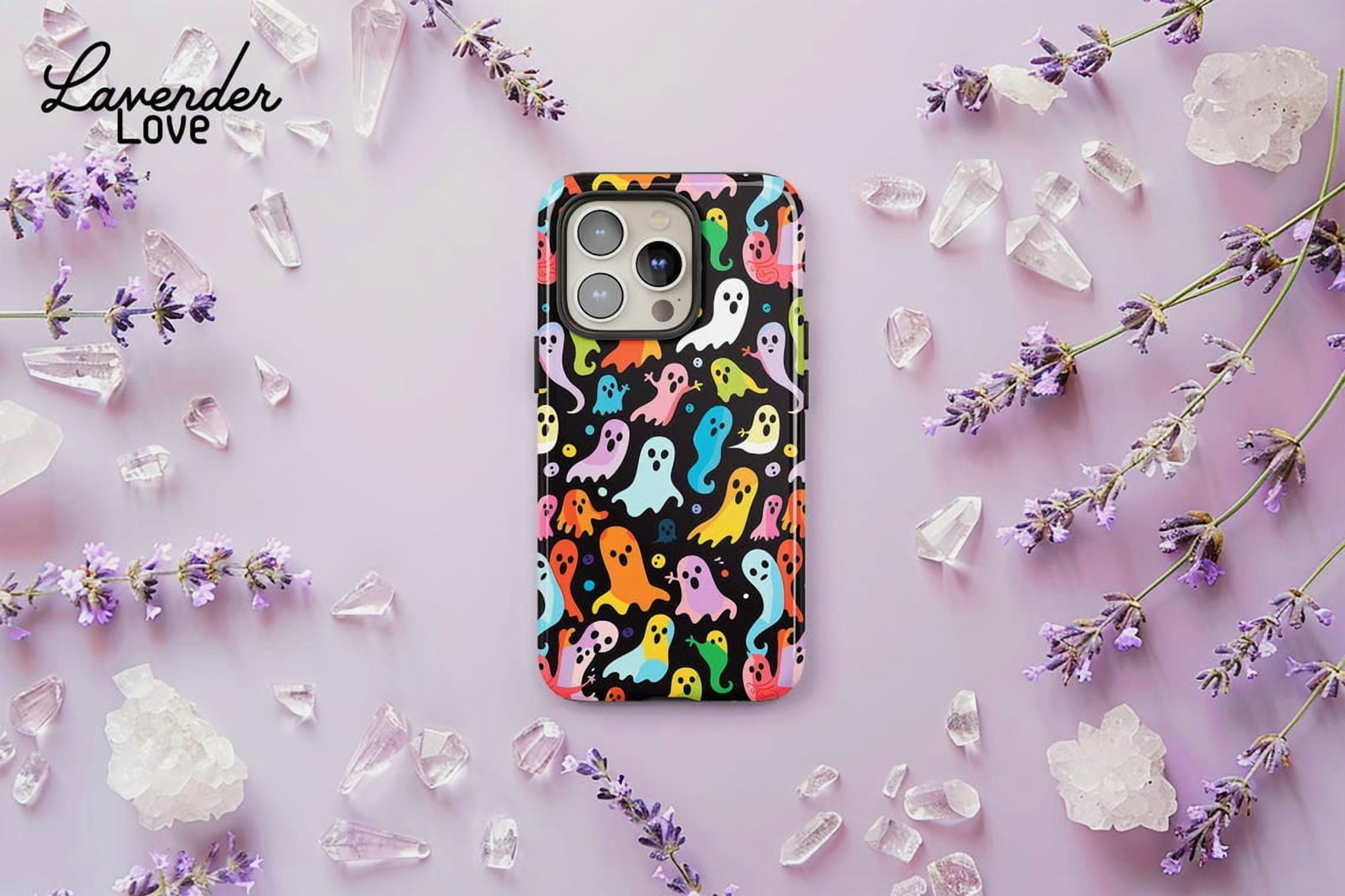 Colorful Cute Ghost Phone Case, Psychedelic Halloween Cover Case ...