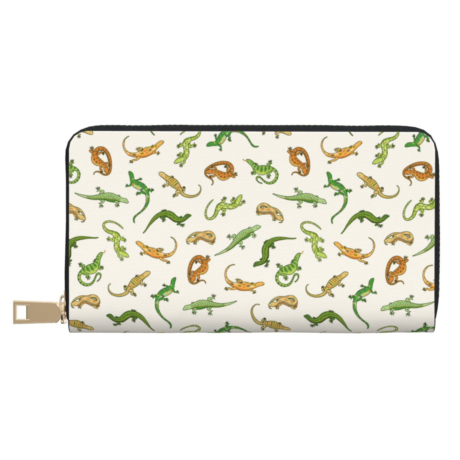 Colorful Cute Lizard_A Wallet Women, Leather Bifold Multi Card Wallet ...