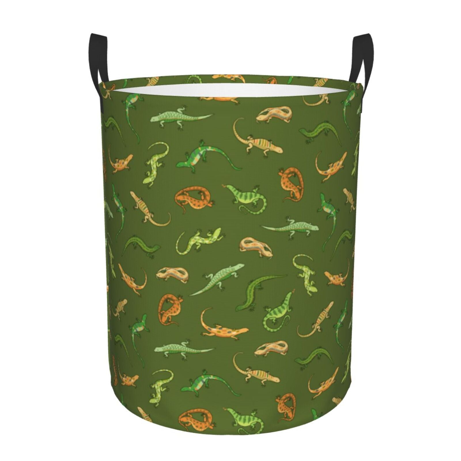 Colorful Cute Lizard_B Laundry Basket with Handles - Freestanding ...