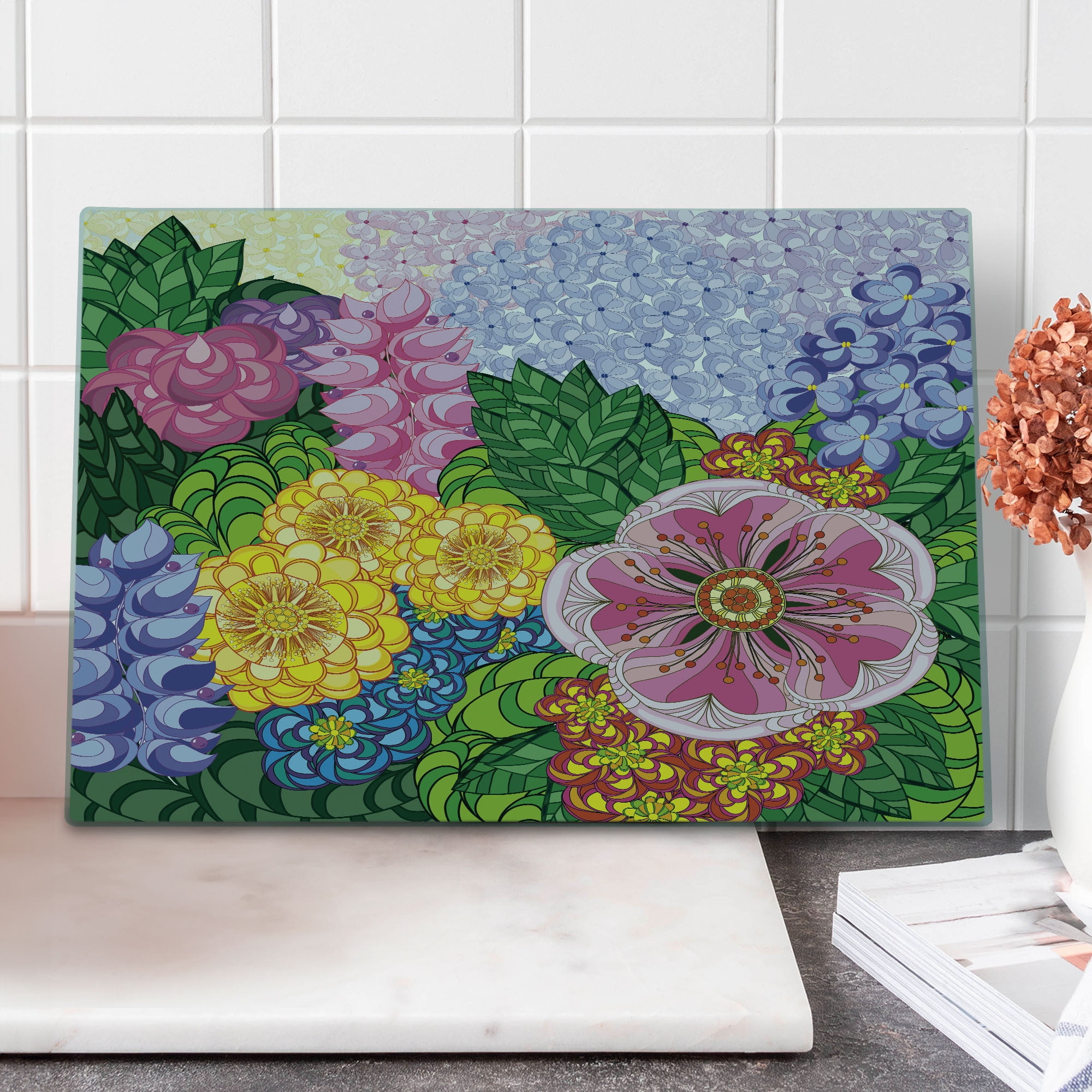 Colorful Cutting Board, Nature Flower Petals Florets Vintage Romantic ...