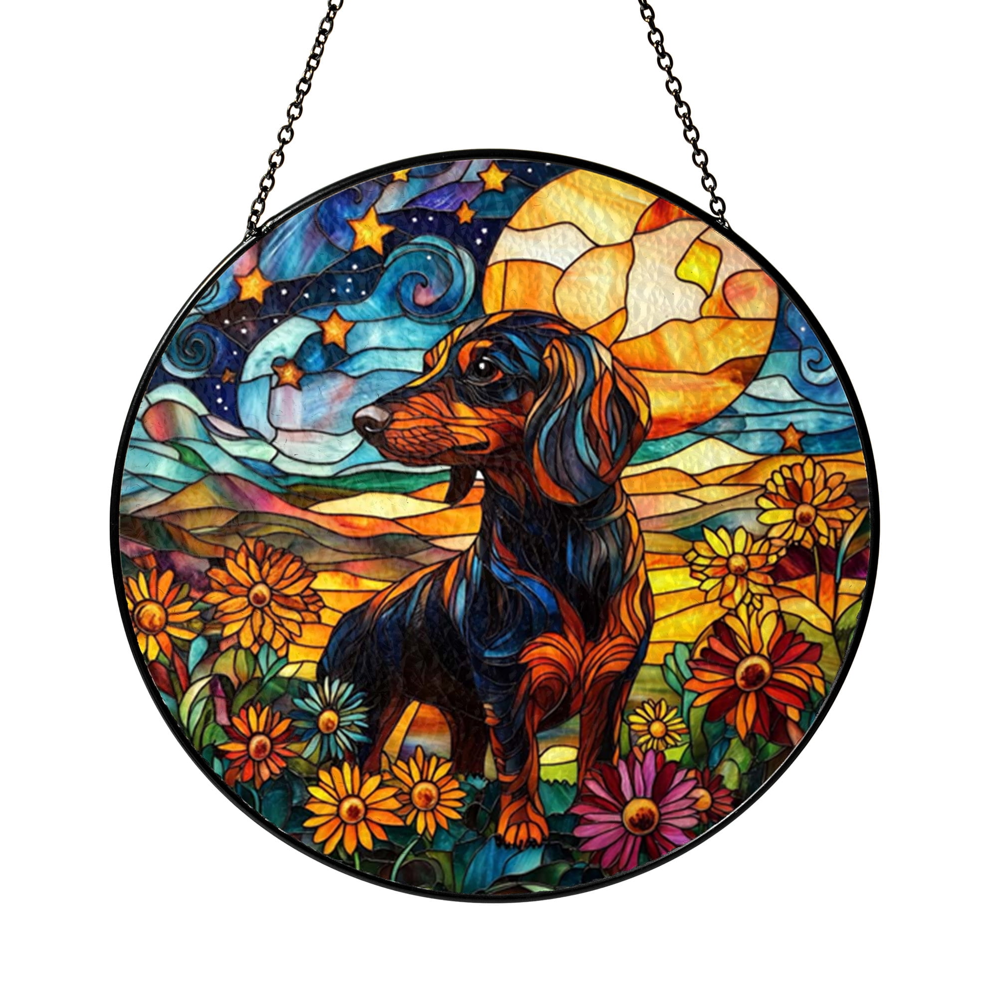 Colorful Dachshund Stained Glass Suncatcher – Window Hanging for Nature ...