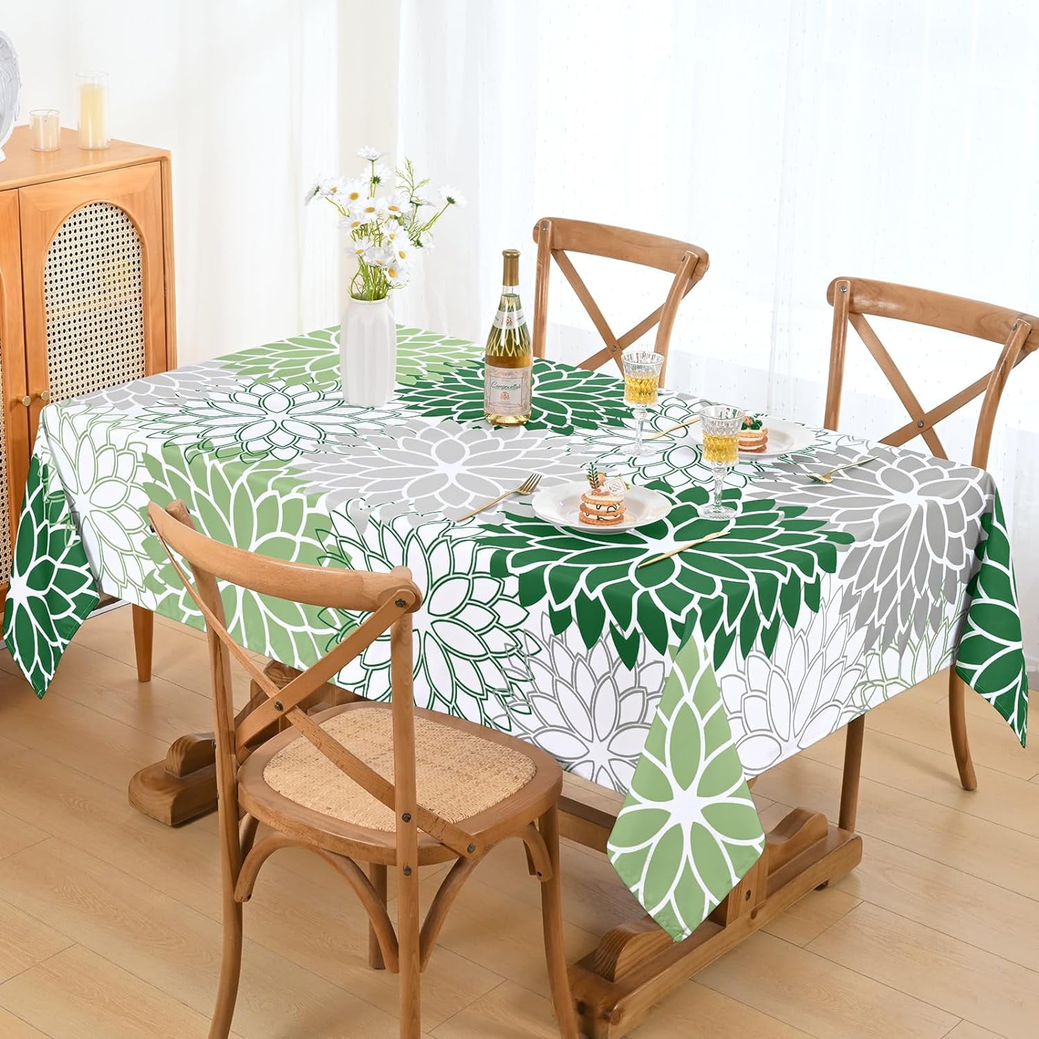 Colorful Dahlia Pinnata Pattern Rectangle Tablecloths Spring Summer ...