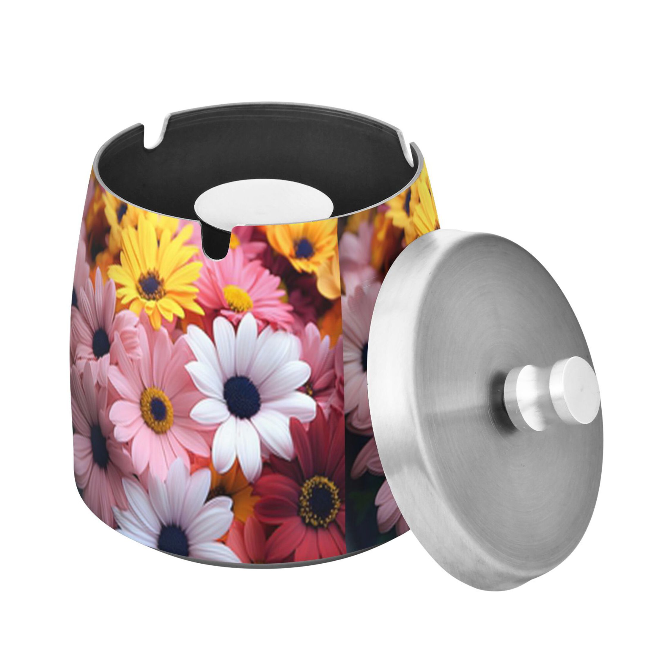 Colorful Daisies Ashtray with Lid Outdoor for Patio Stainless Steel ...