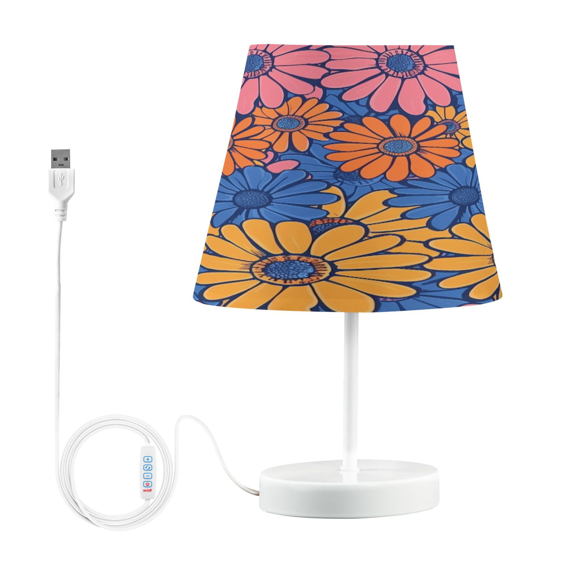 Colorful Daisies Flower Desk Lamp LED Table Nightstand Lamps with 3 ...