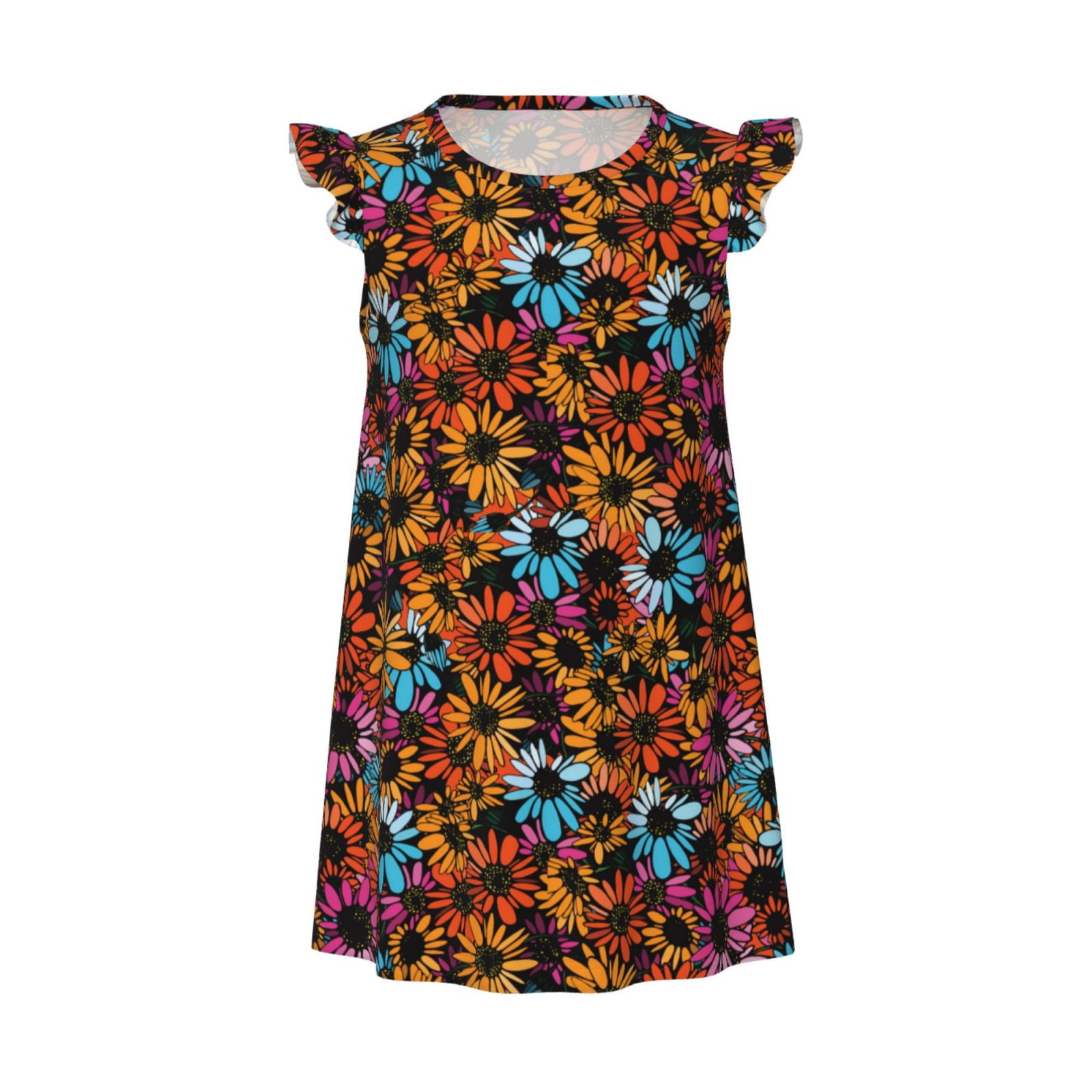 Colorful Daisies Flowers A Girls Nightgowns, Flutter Sleeve Pajamas ...