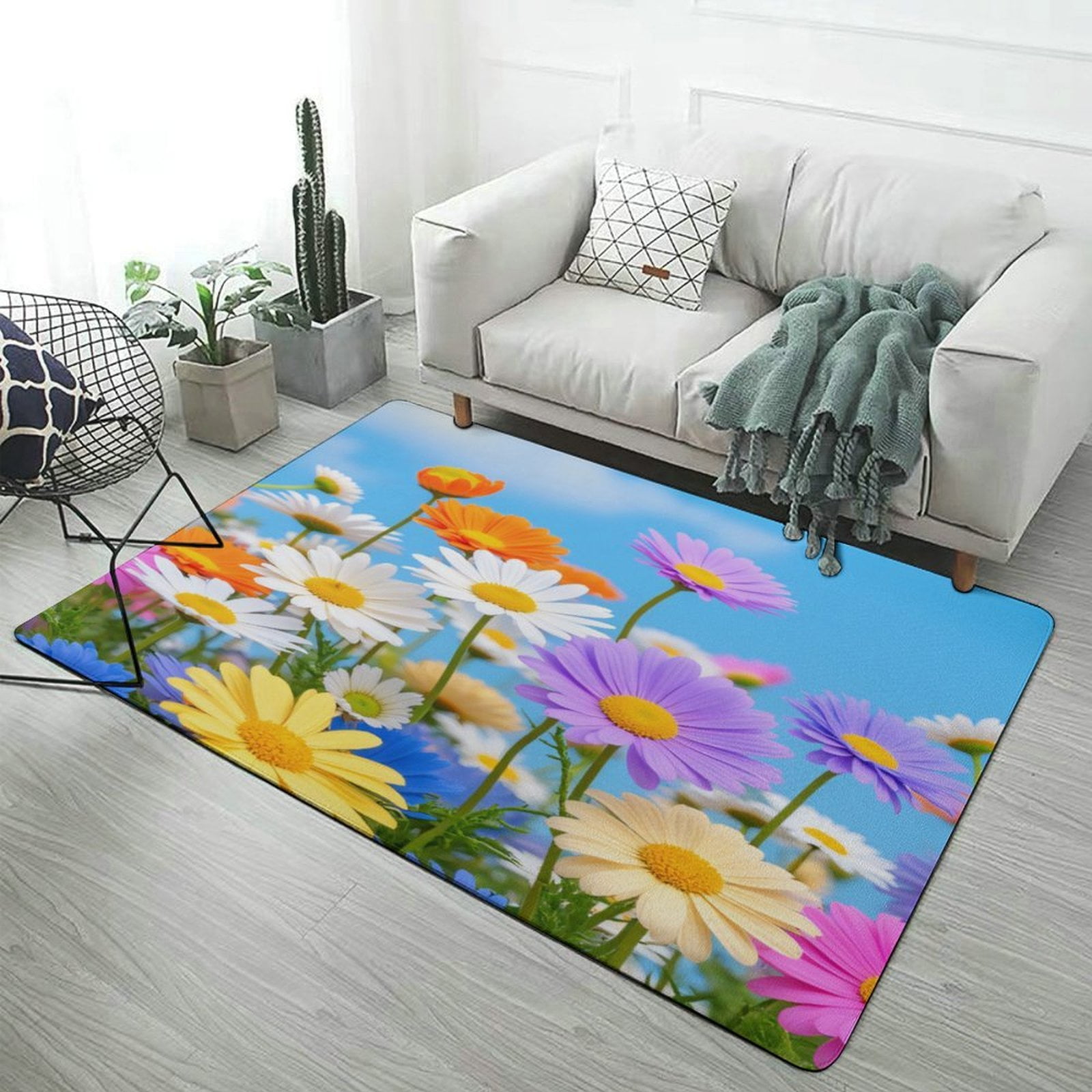 Colorful Daisies in Bloom Area Rugs Soft Carpet Suitable for Living ...