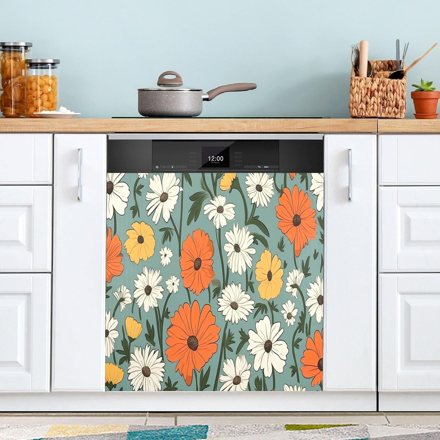 Colorful Daisy Dishwasher Magnet Cover, Kitchen Dish Washer Door Panel ...