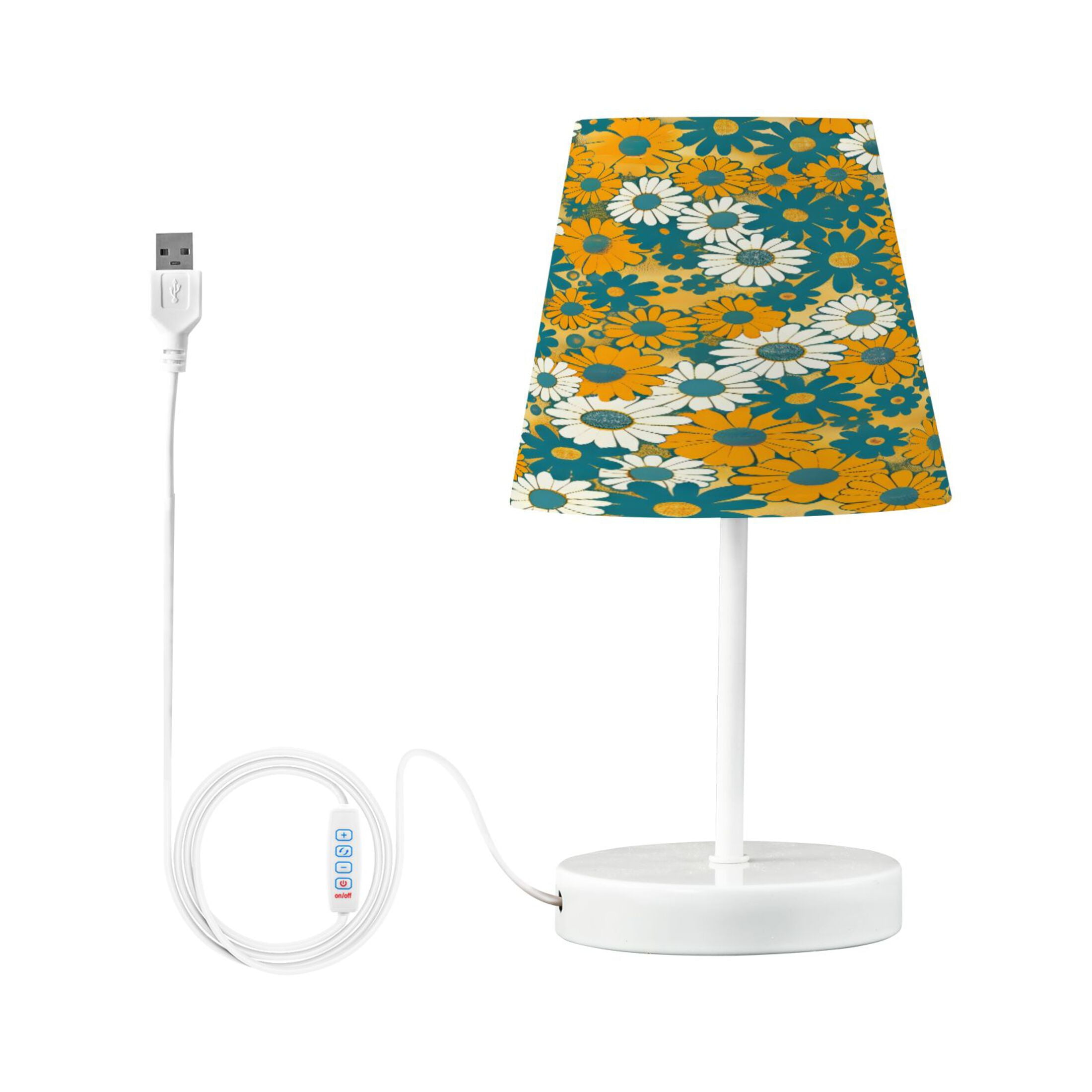 Colorful Daisy Flower Desk Lamp LED Table Nightstand Lamps with 3 Color ...