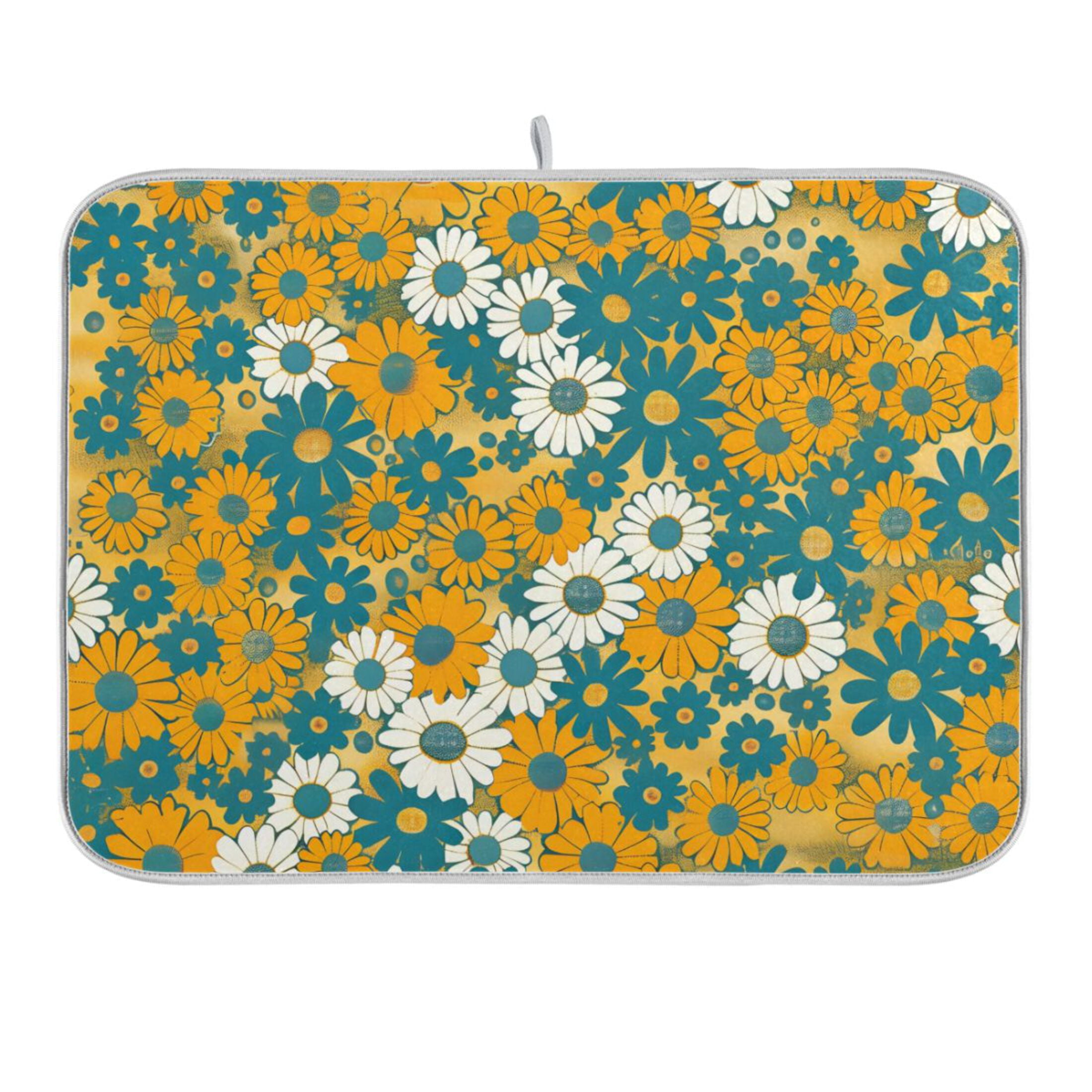 Colorful Daisy Flower Dish Drying Mat for Kitchen Counter 16x18 In ...