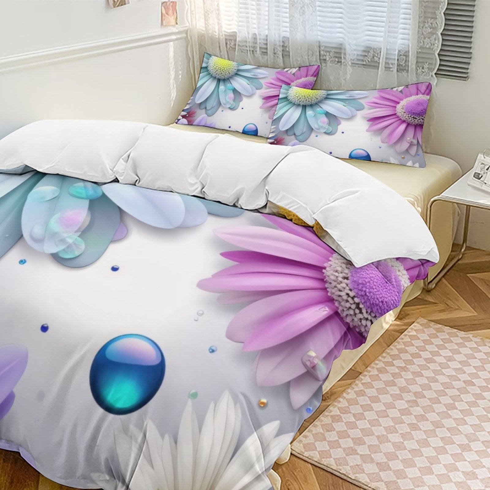 Colorful Daisy Flower Pattern Duvet Cover Set Bedding Set Polyester ...