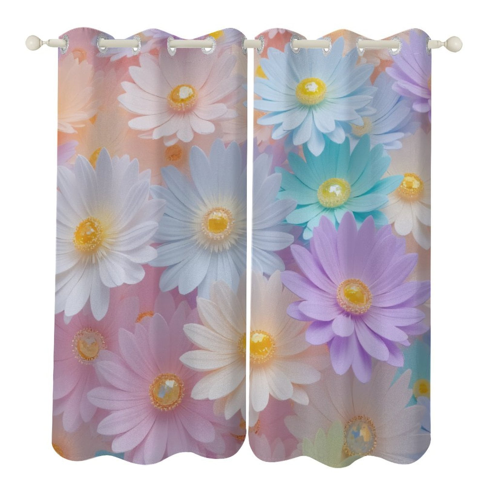 Colorful Daisy Flower Pattern Luxury Window Curtains Blinds for Living ...