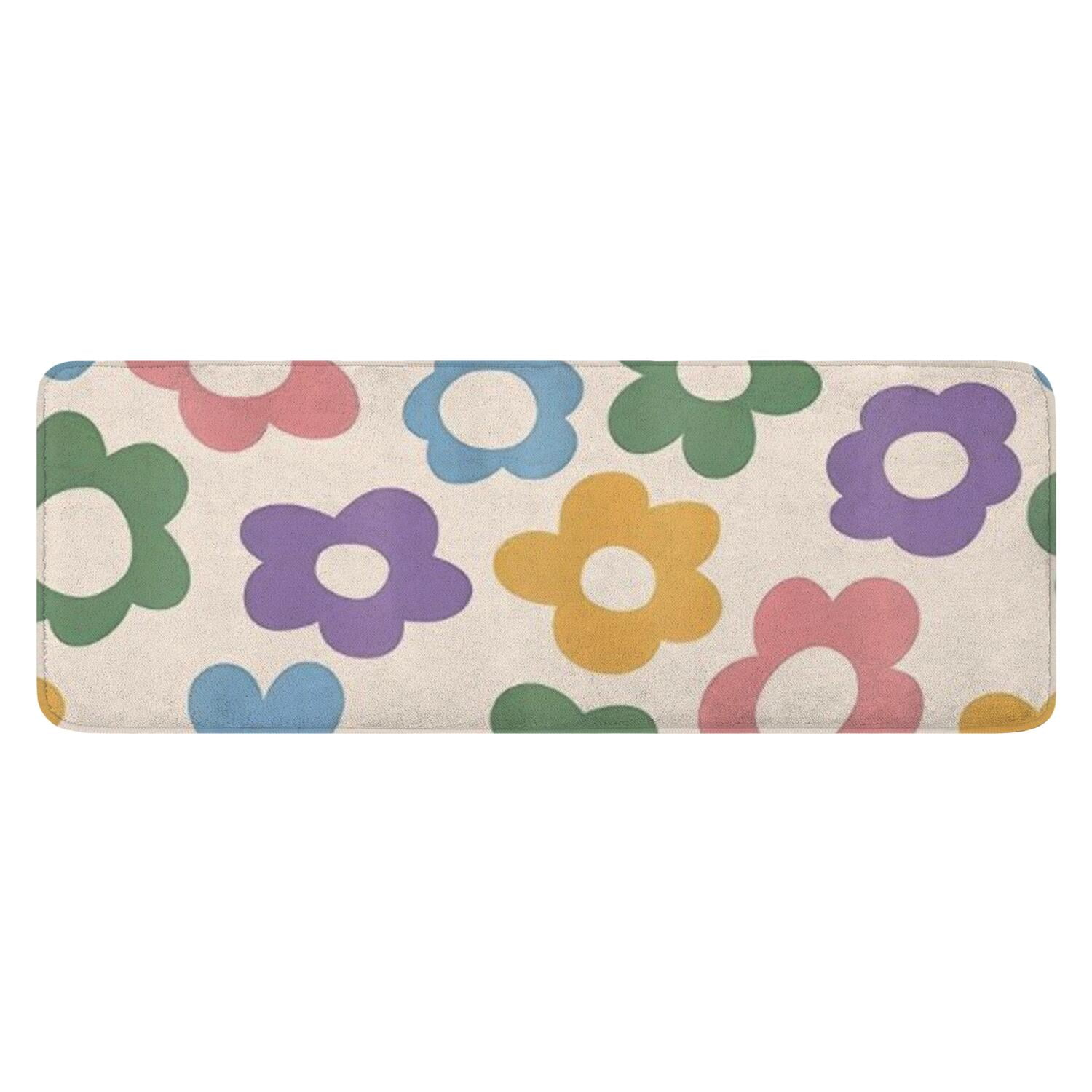 Colorful Daisy Flower Silhouette Pattern Kitchen Rug Mat,Kitchen Runner ...