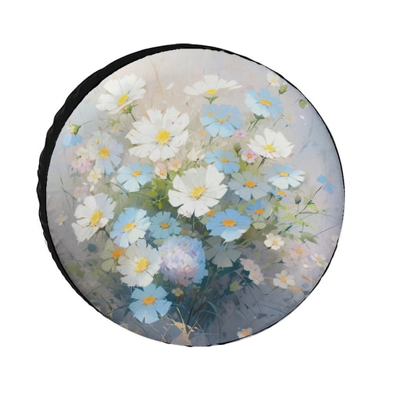 Colorful Daisy Flowers Oil Painting Camper Spare Tire Cover Sunflower ...