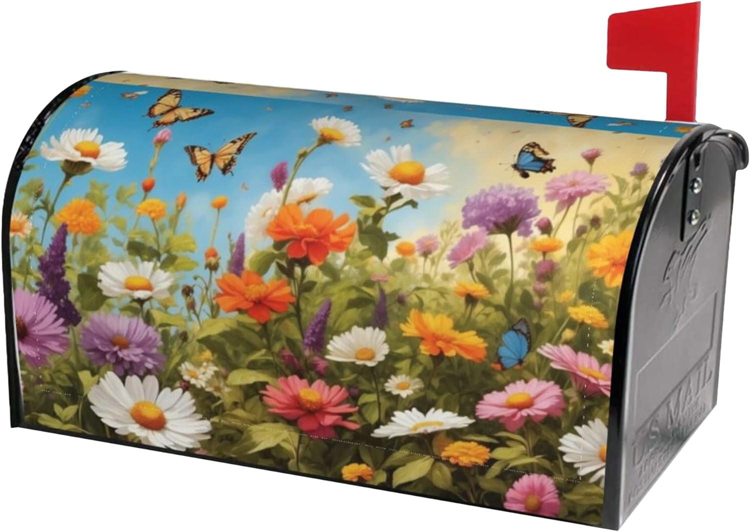 Colorful Daisy Lavender and Butterfly Mailbox Covers Magnetic Standard ...