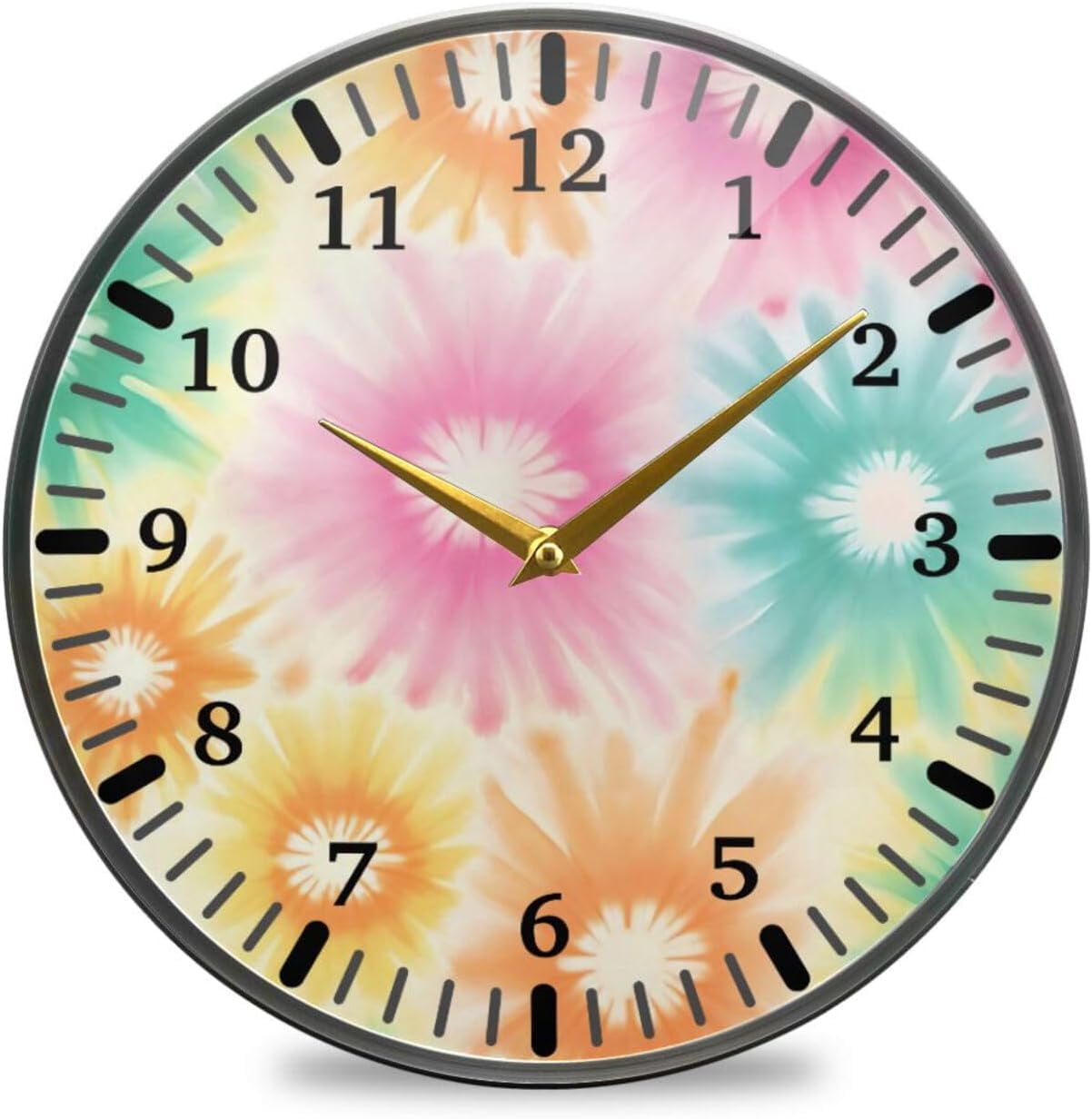 Colorful Daisy Wall Clock Silent Non-Ticking Round 10 Inch Quartz ...