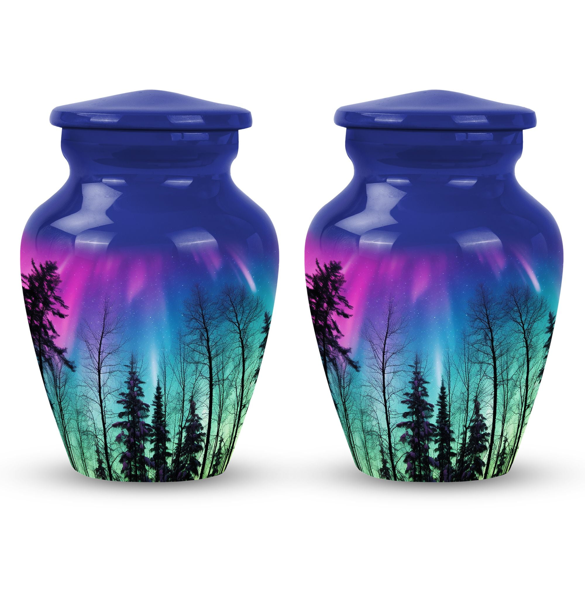 Colorful Dance of Aurora in Night Sky - Small Decorative Urn for Adult ...