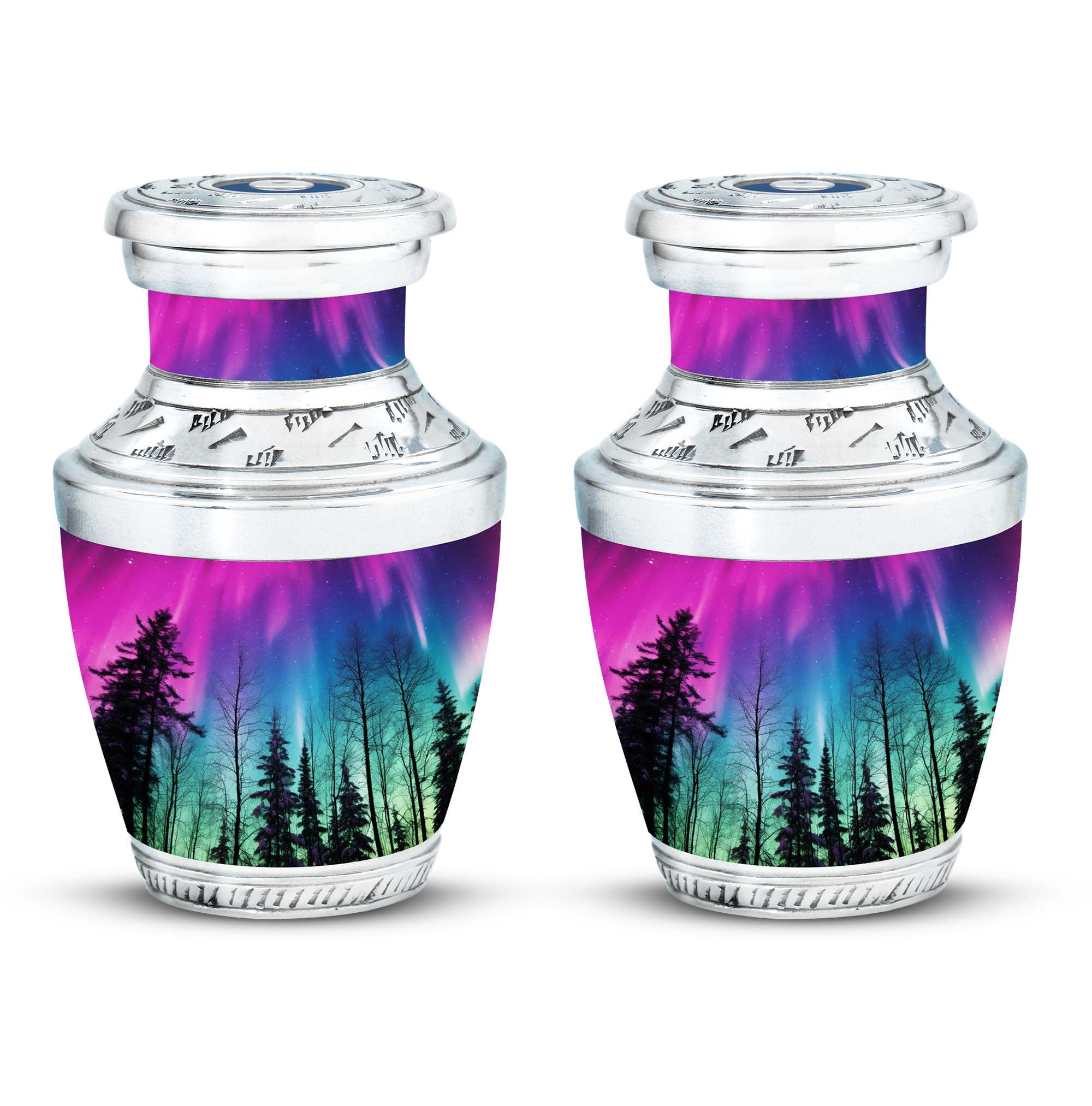 Colorful Dance of Aurora in Night Sky - Tiny Memorial Urn for Men ...