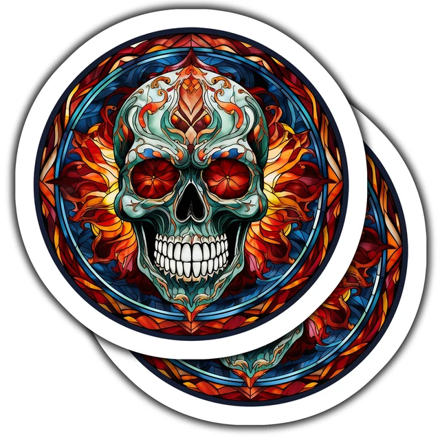 Colorful Day Of The Dead Skull Sticker, Artistic Skull Design, Vibrant ...