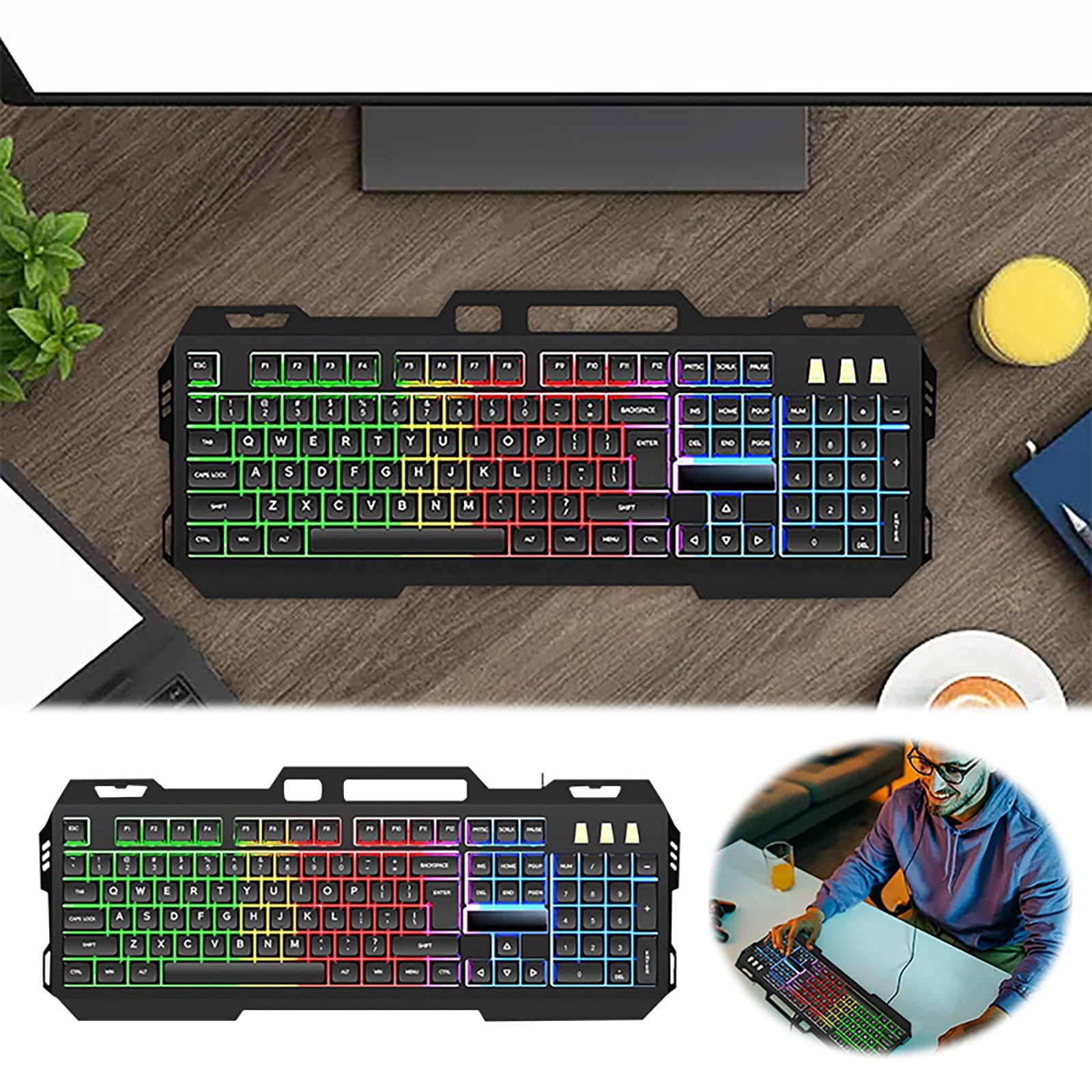 Colorful Dazzling Backlit Computer Game Keyboard With Floating Keycaps ...