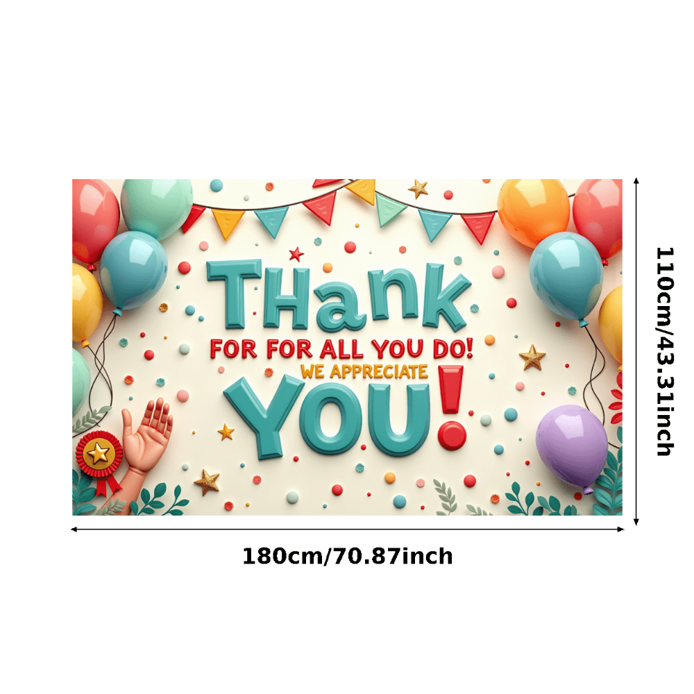 Colorful Decoration Thank You Banner Balloon Theme Appreciation Design ...