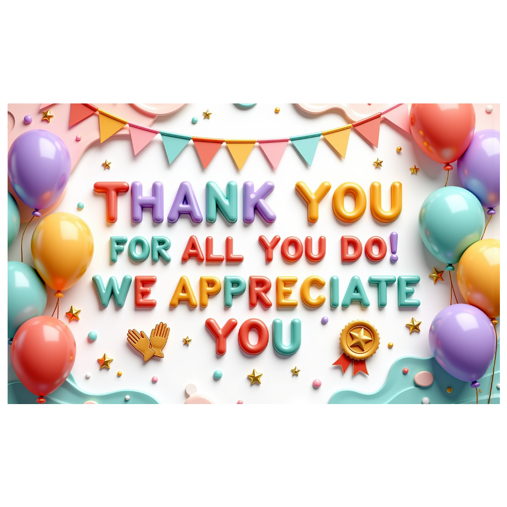 Colorful Decoration Thank You Banner Balloon Theme Appreciation Design ...