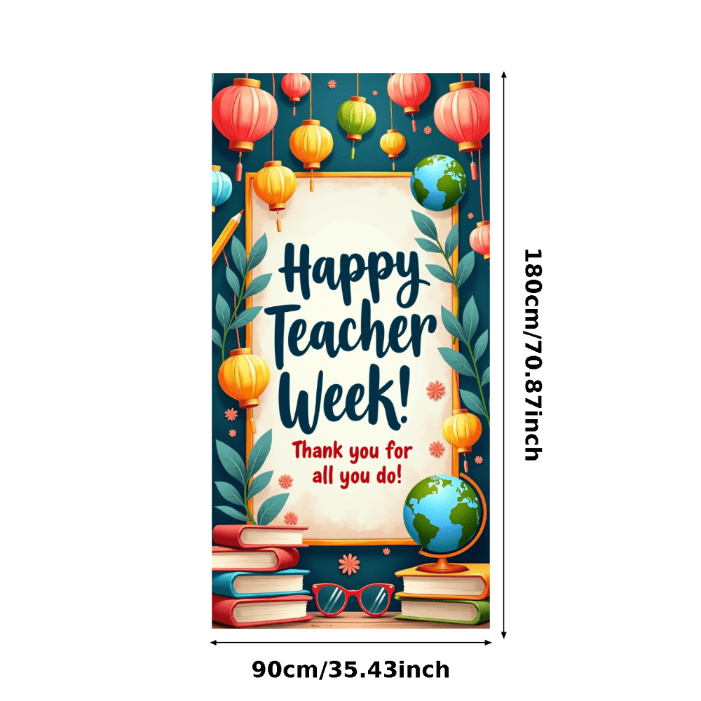Colorful Decorative Happy Teacher Week Banner with Apple Element ...