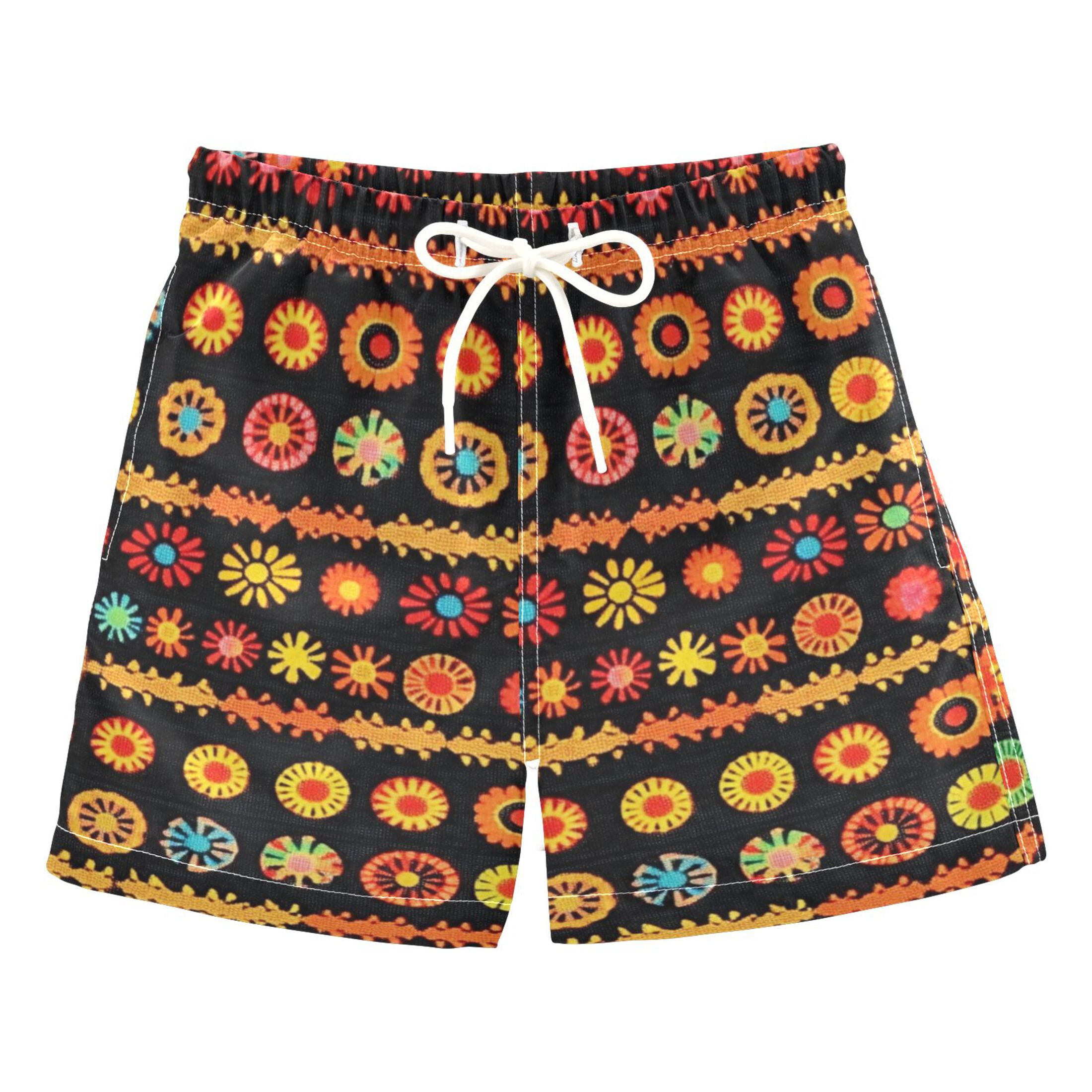 Colorful Decorative Pattern Boys Swim Trunks Quick Dry Boy Swim Shorts ...