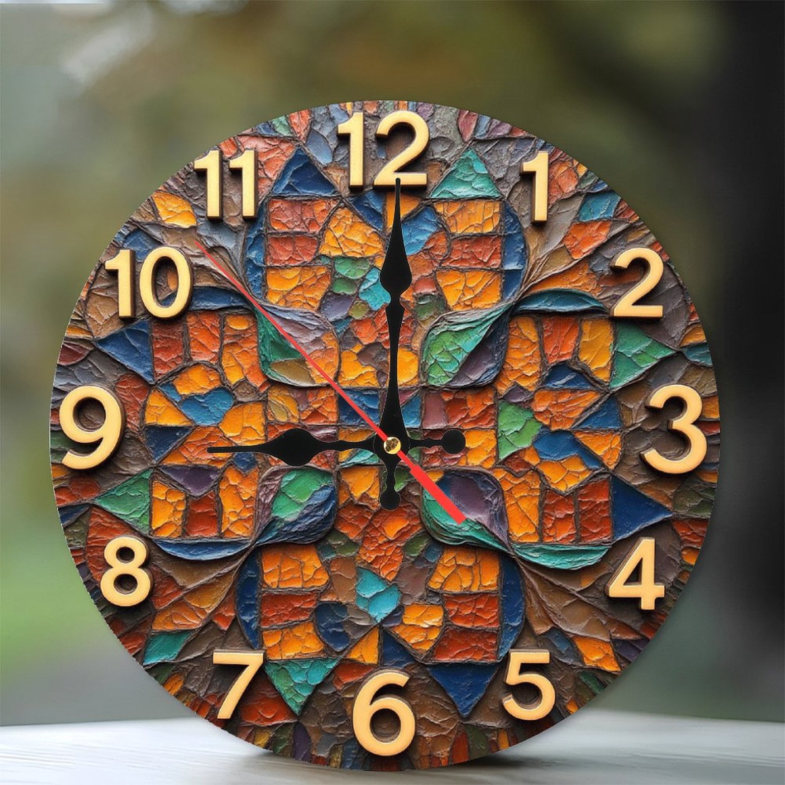 Colorful Decorative Wall Clock Art Design 10-Inch Silent Wooden Wall ...