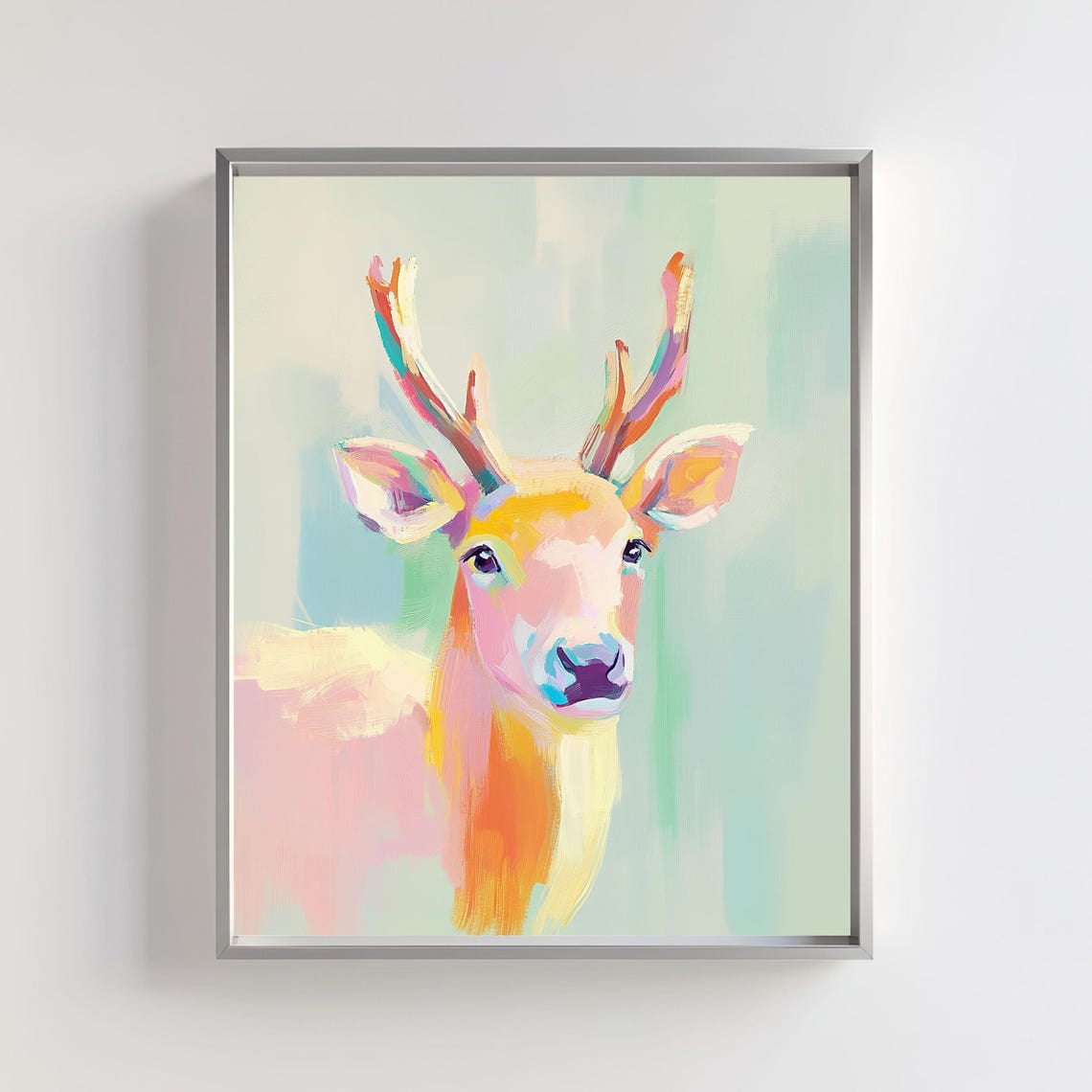 Colorful Deer Art Print, Deer Portrait, Abstract Animal Wall Art ...