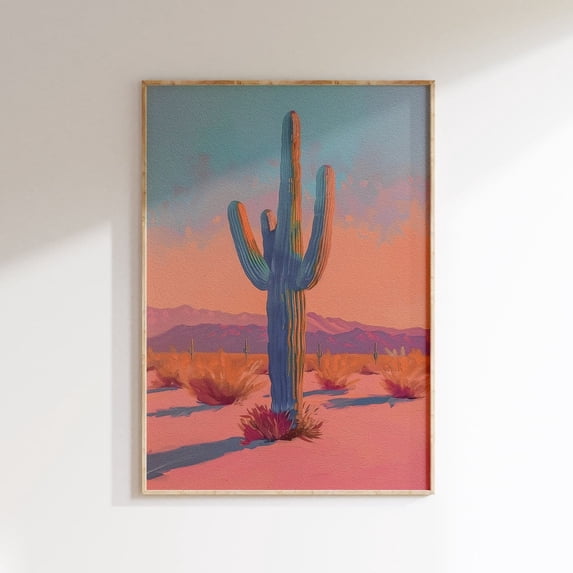 Colorful Desert Cactus Painting Southwest Decor Western Wall Art Modern ...
