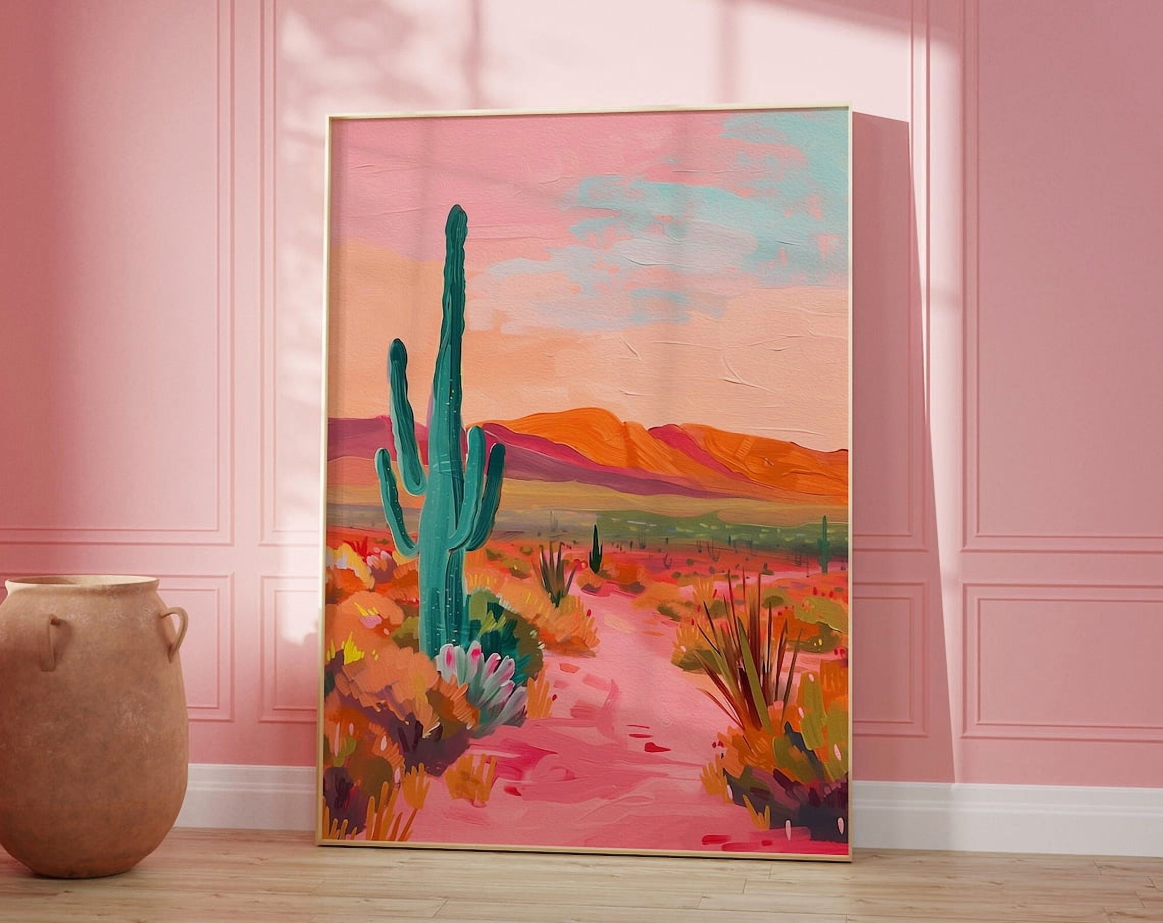 Colorful Desert Cactus Painting Western Landscape Wall Decor Western ...