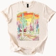 Colorful Desert Cactus Sunset Graphic Hand Painted Style Southwestern ...