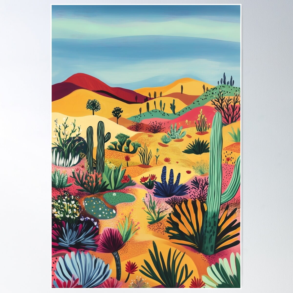Colorful Desert Landscape Poster Wall Art, Modern Wall Decor For Living ...