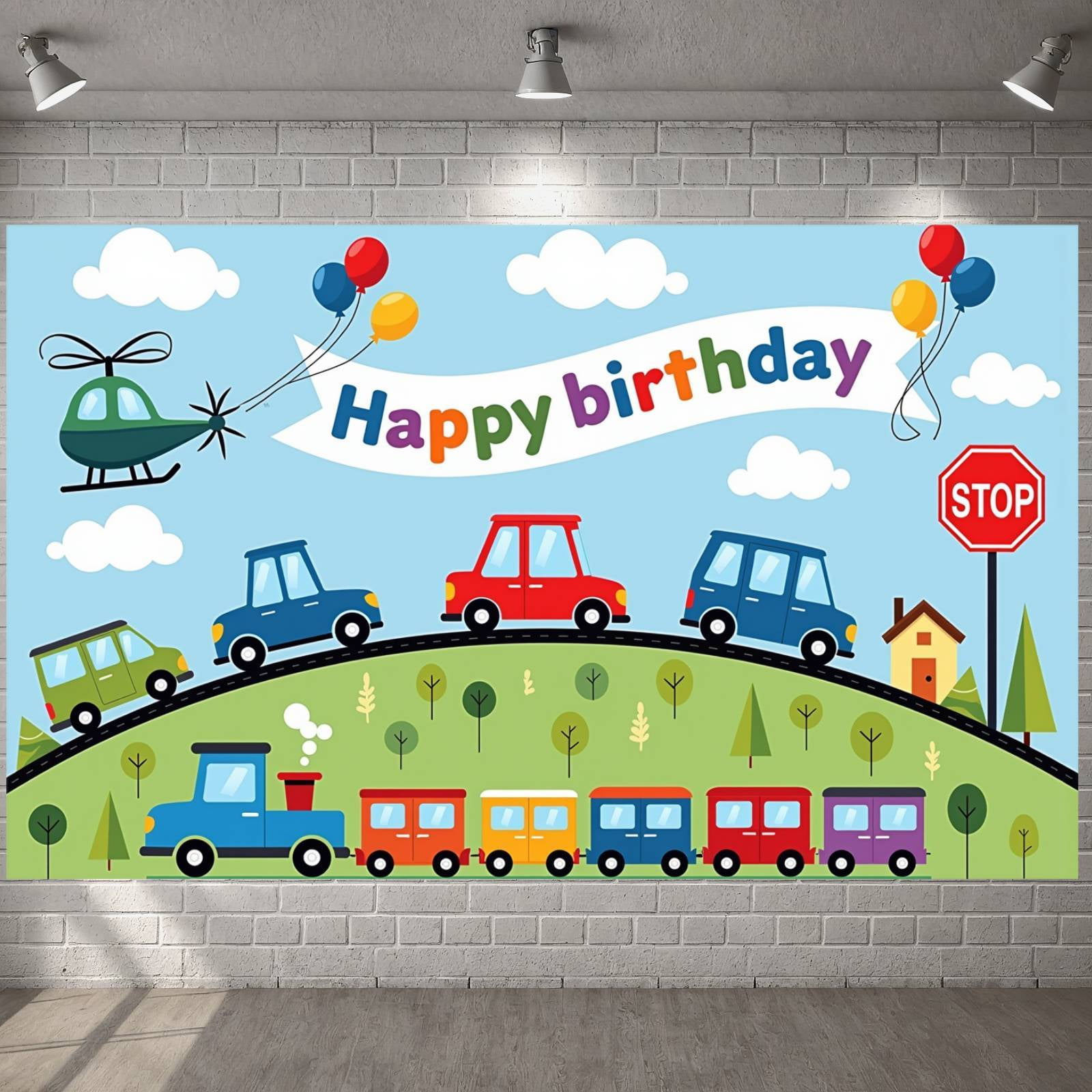 Colorful Design Banner Cartoon Vehicle Vehicle Party Display ...