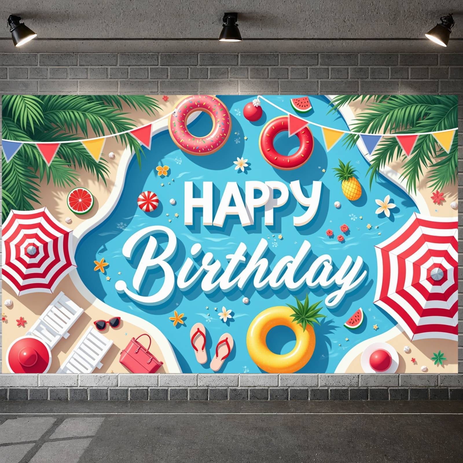 Colorful Design Banner Tropical Style Summer Party Backdrop Pool Party ...