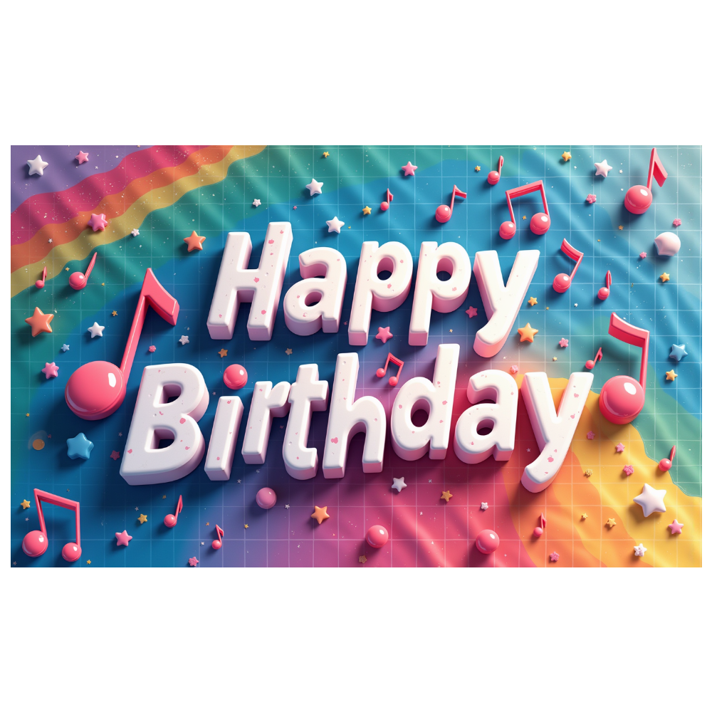 Colorful Design Birthday Party Banner Music Notes Happy Birthday Stars ...