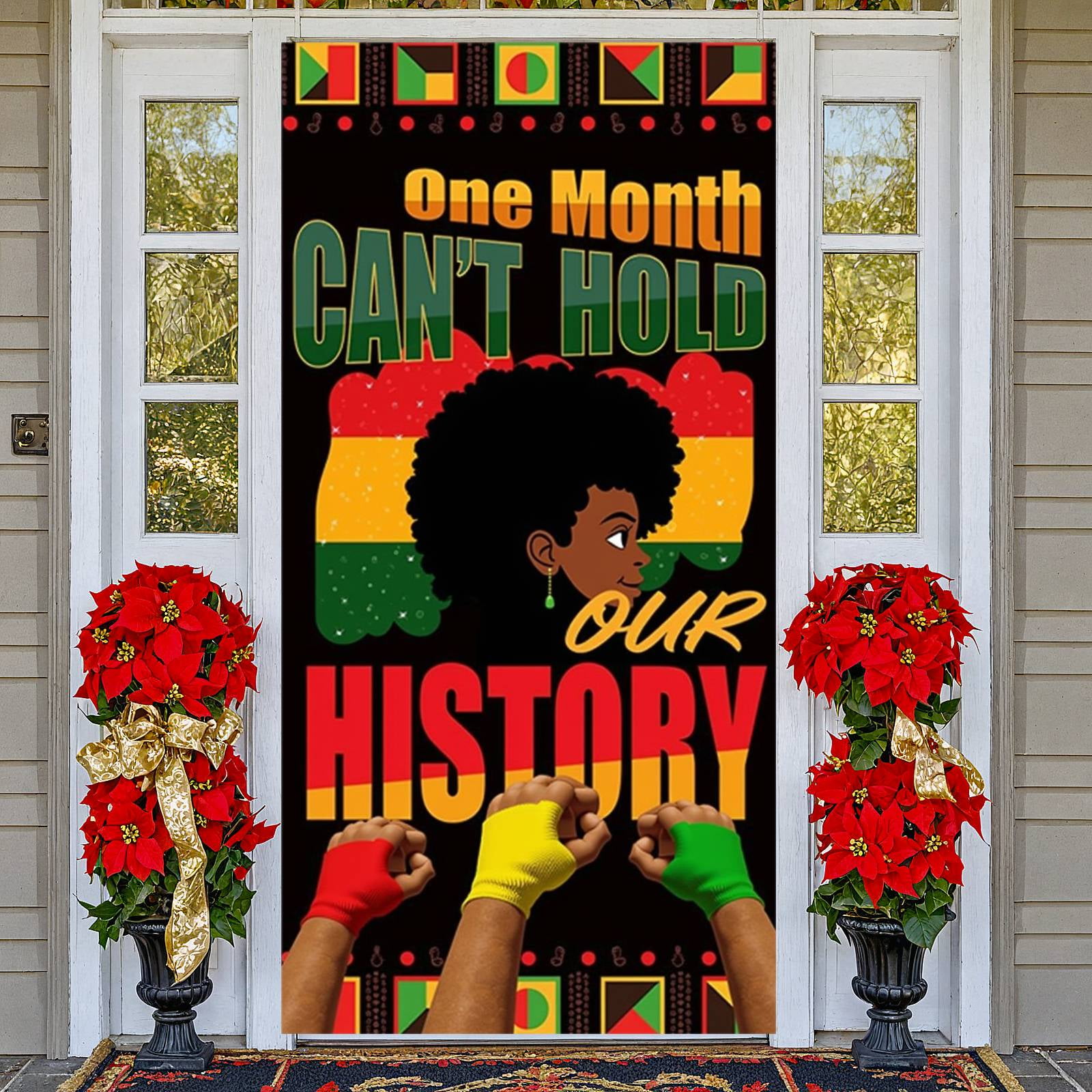 Colorful Design Black History Banner Red Yellow Green Display Fist ...