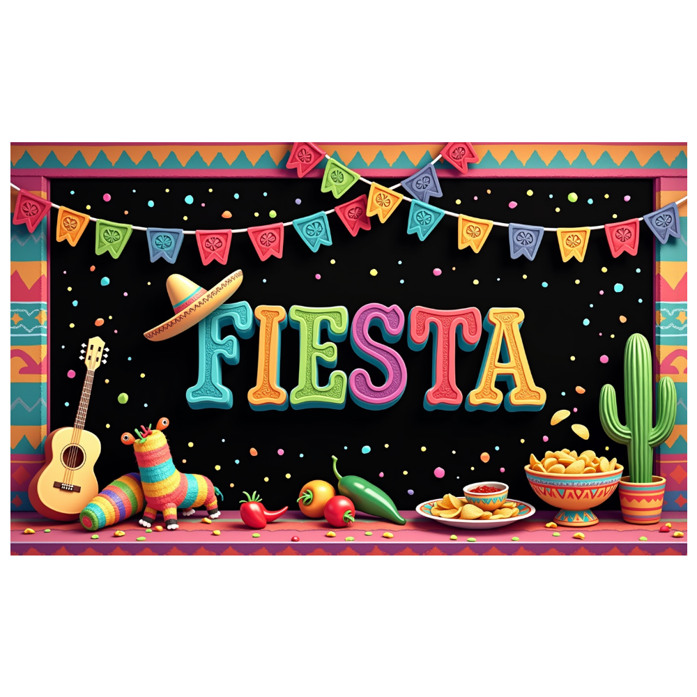 Colorful Design Fiesta Banner Sombrero Fiesta Party Cactus Fiesta for ...