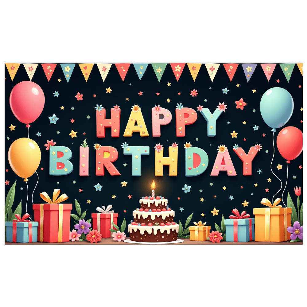 Colorful Design Happy Birthday Banner Balloon Decor Cake Decoration ...