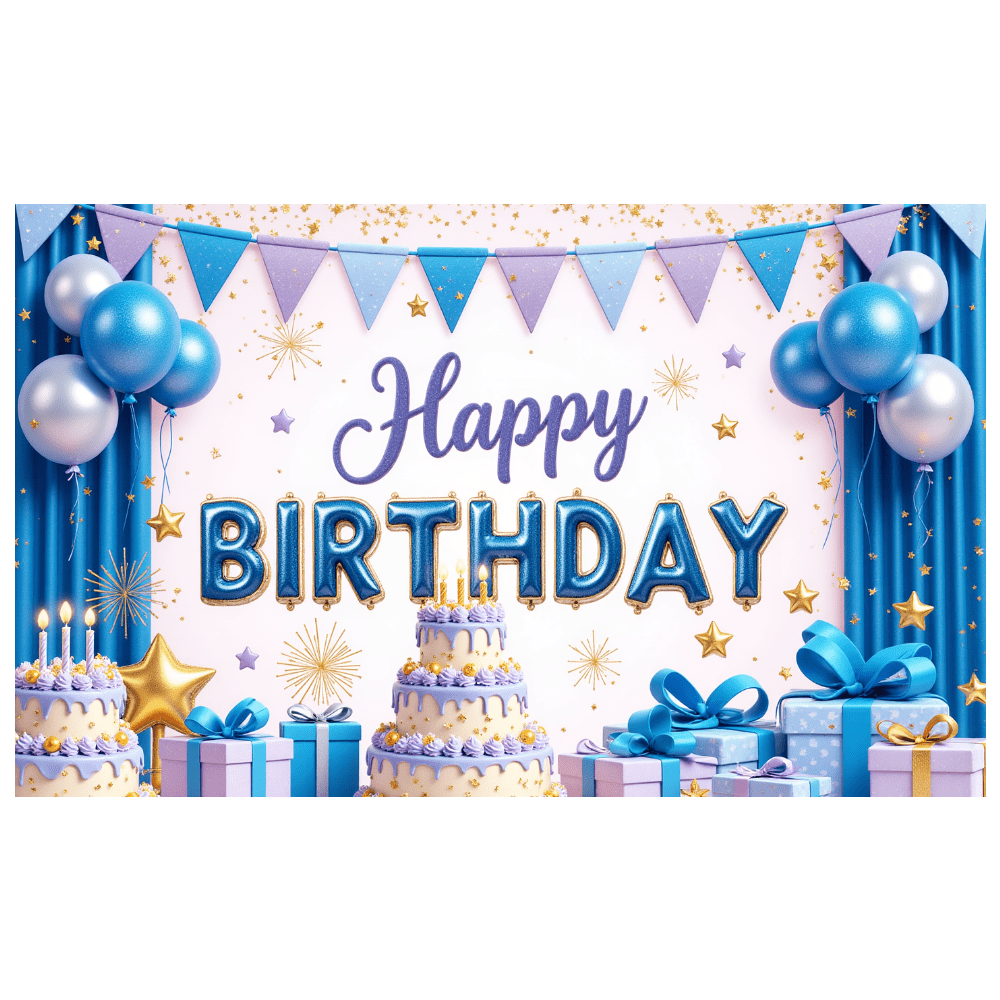 Colorful Design Happy Birthday Banner Decorative Elements Celebration ...
